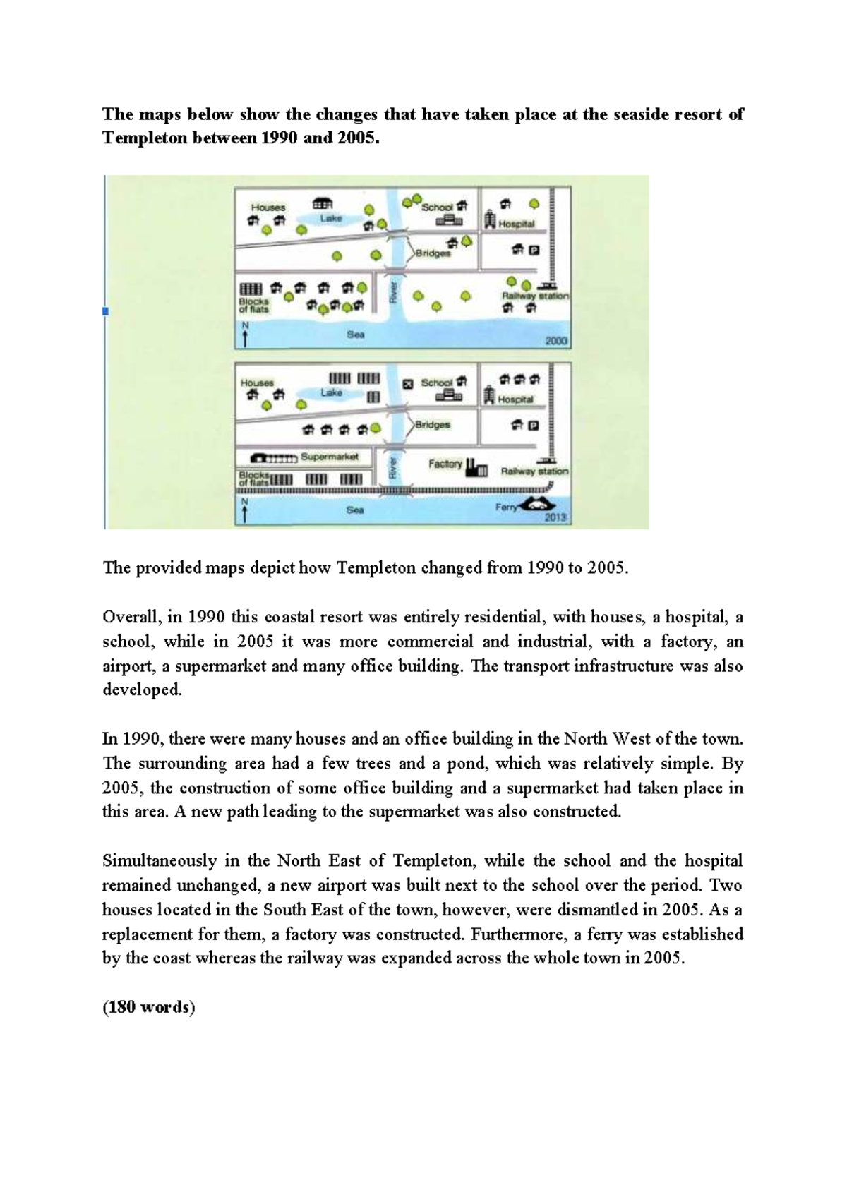 Writing Task 1 - Map Changes in Templeton (1990-2005) - Studocu