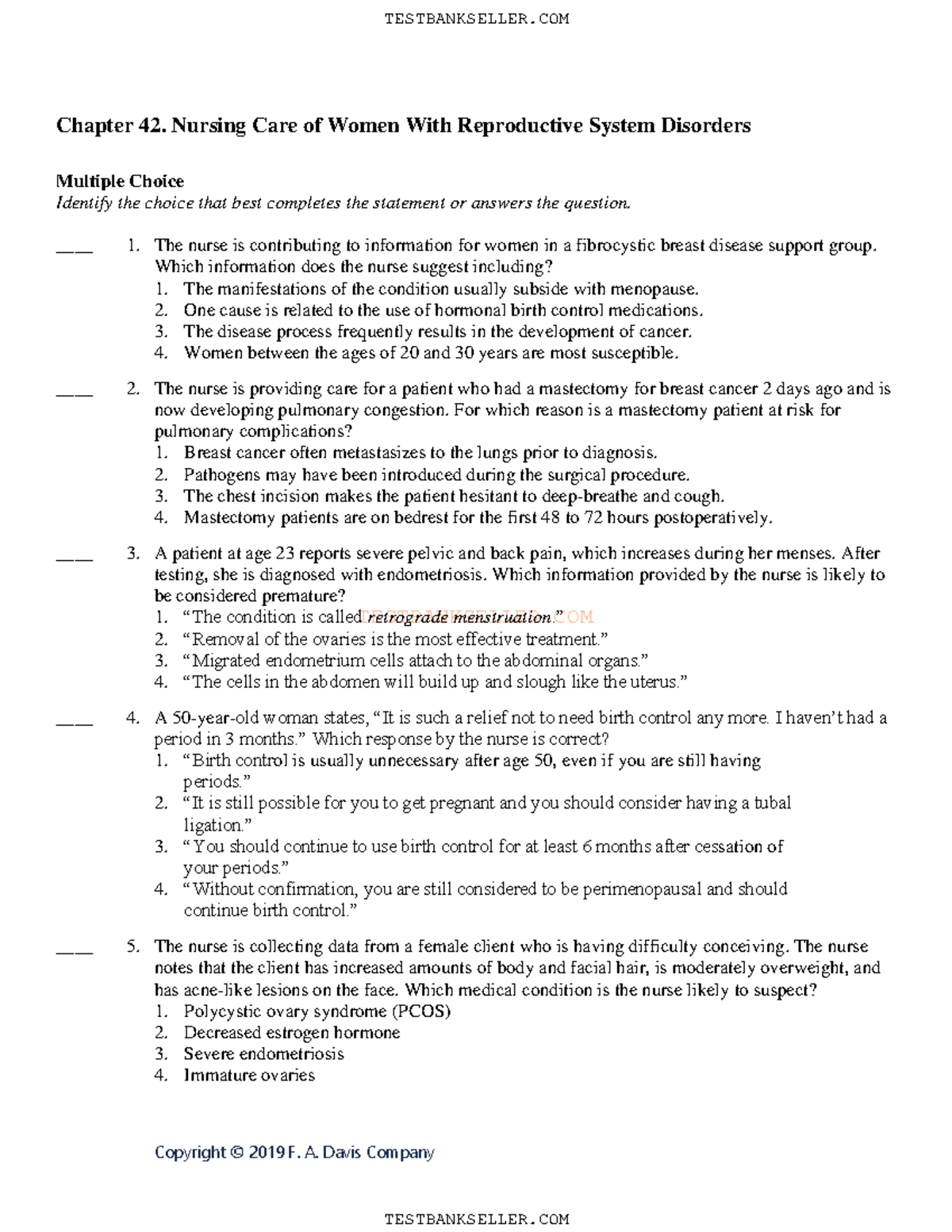 Ch42 - Nursing Care for Women with Reproductive Disorders - Studocu