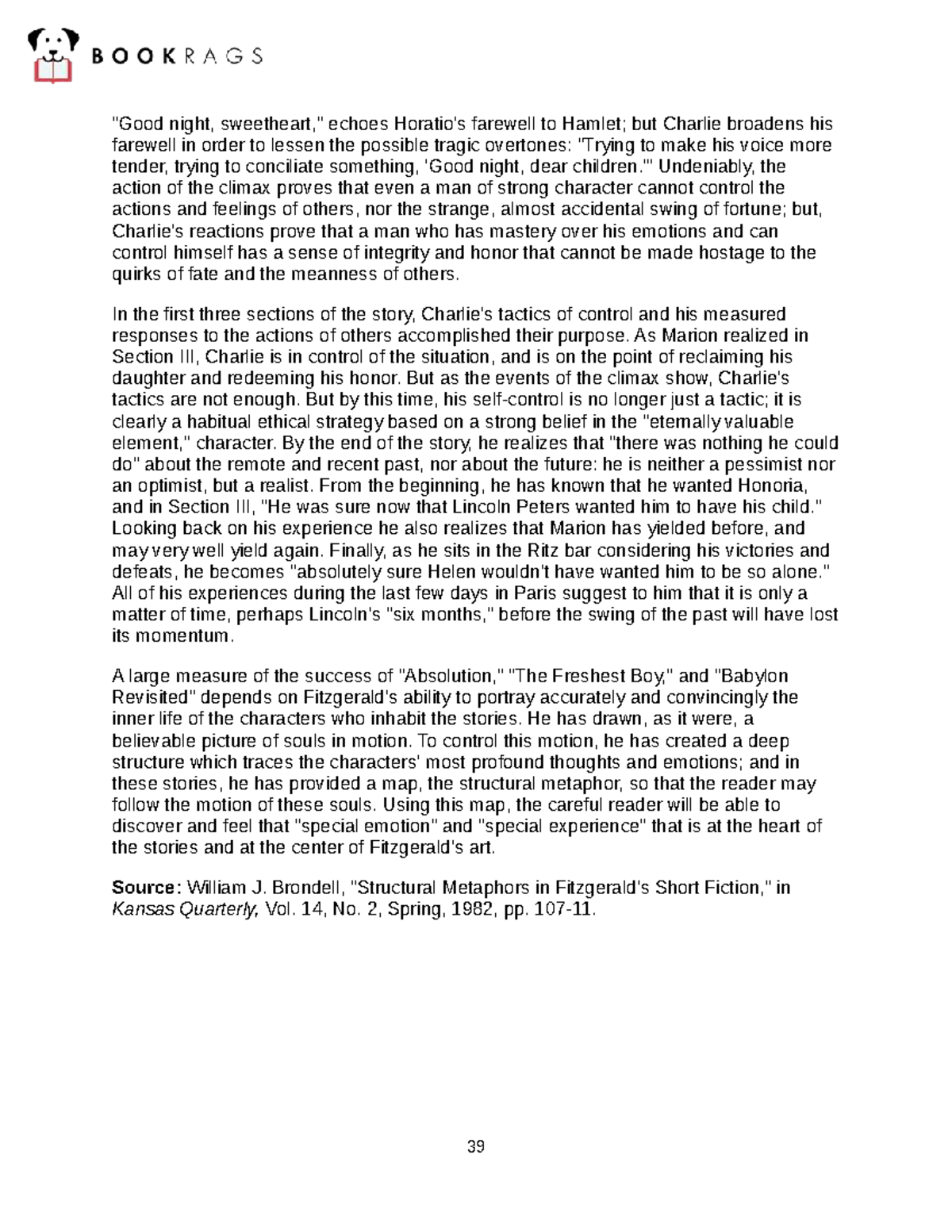 Babylon Revisited Study Guide: Character Control and Emotions Analysis ...