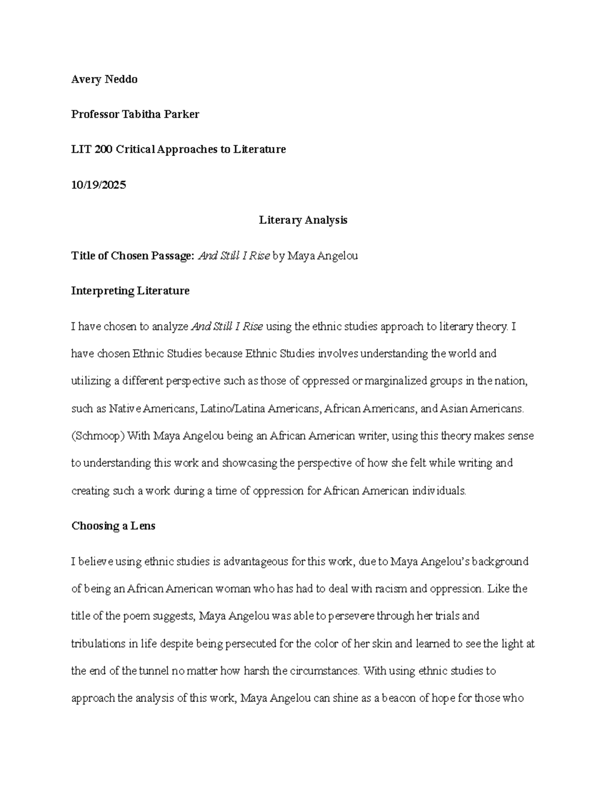 LIT 200 Final Project: Analyzing Angelou & Brontë Through Literary ...