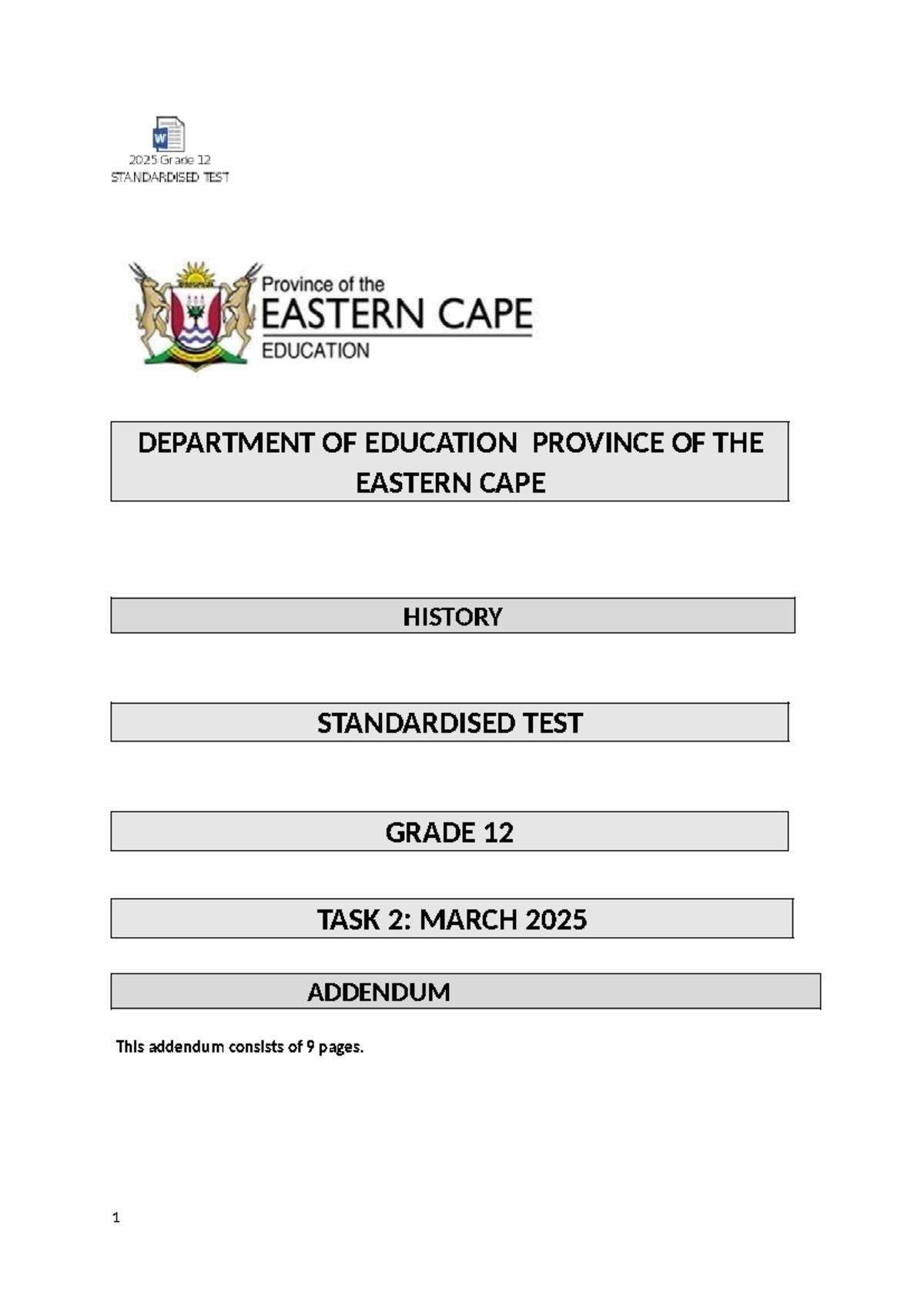 HIST 12 Standardised Test Addendum: Cold War Tensions in Angola - Studocu