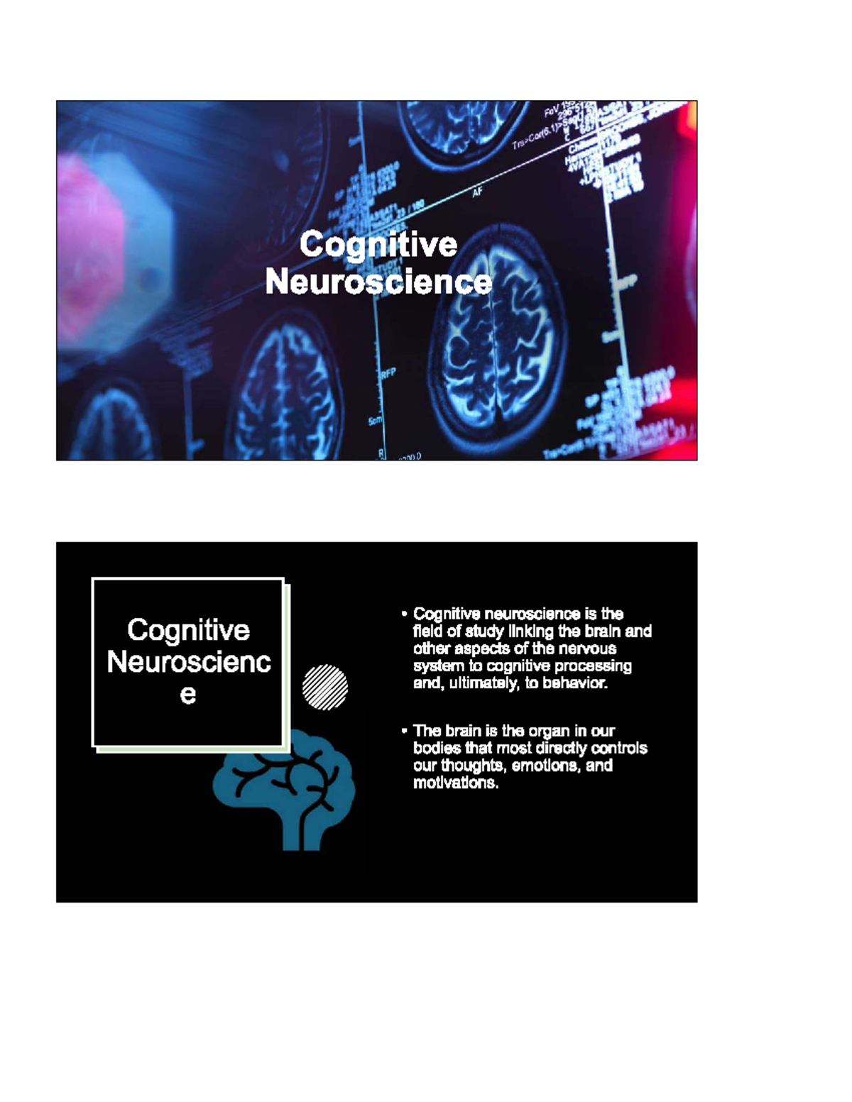 Lec 3 FOV2 AF Cognitive Neuroscience Overview and Key Concepts - Studocu