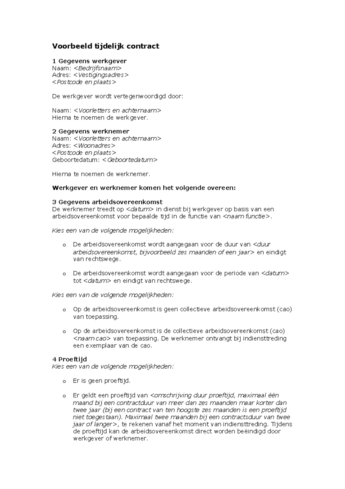 Voorbeeld Tijdelijk Contract: Model Overeenkomst voor Werkgevers en Werknemers - Studeersnel