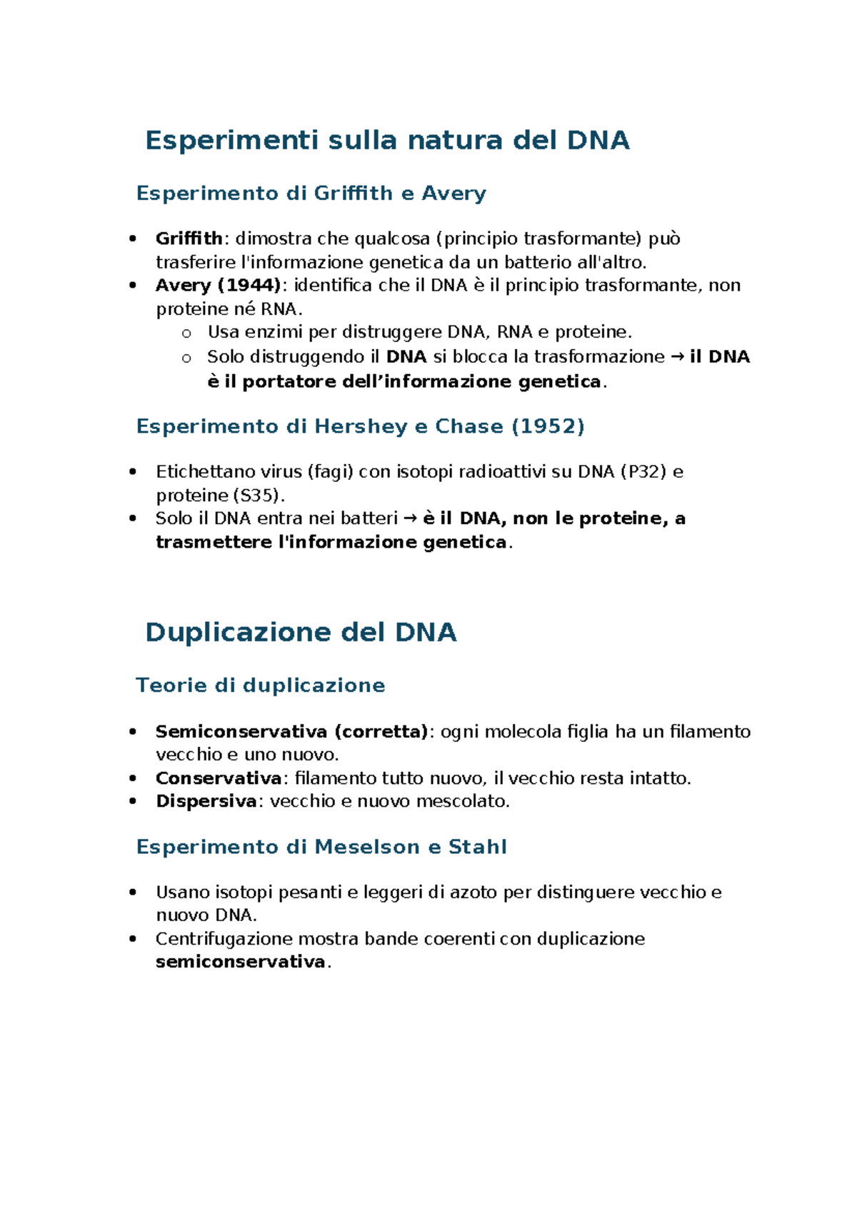 Biologia - Riassunti di Lezione su DNA e Sintesi Proteica - Studocu