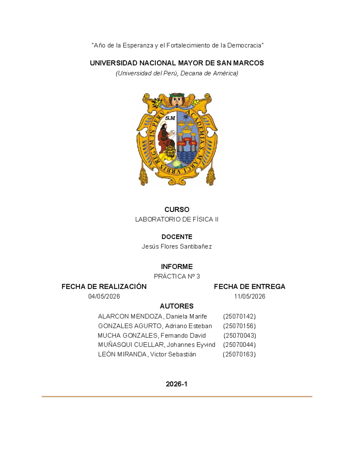 Informe Práctica Nº 3: Movimiento Armónico Simple en Física II - Studocu