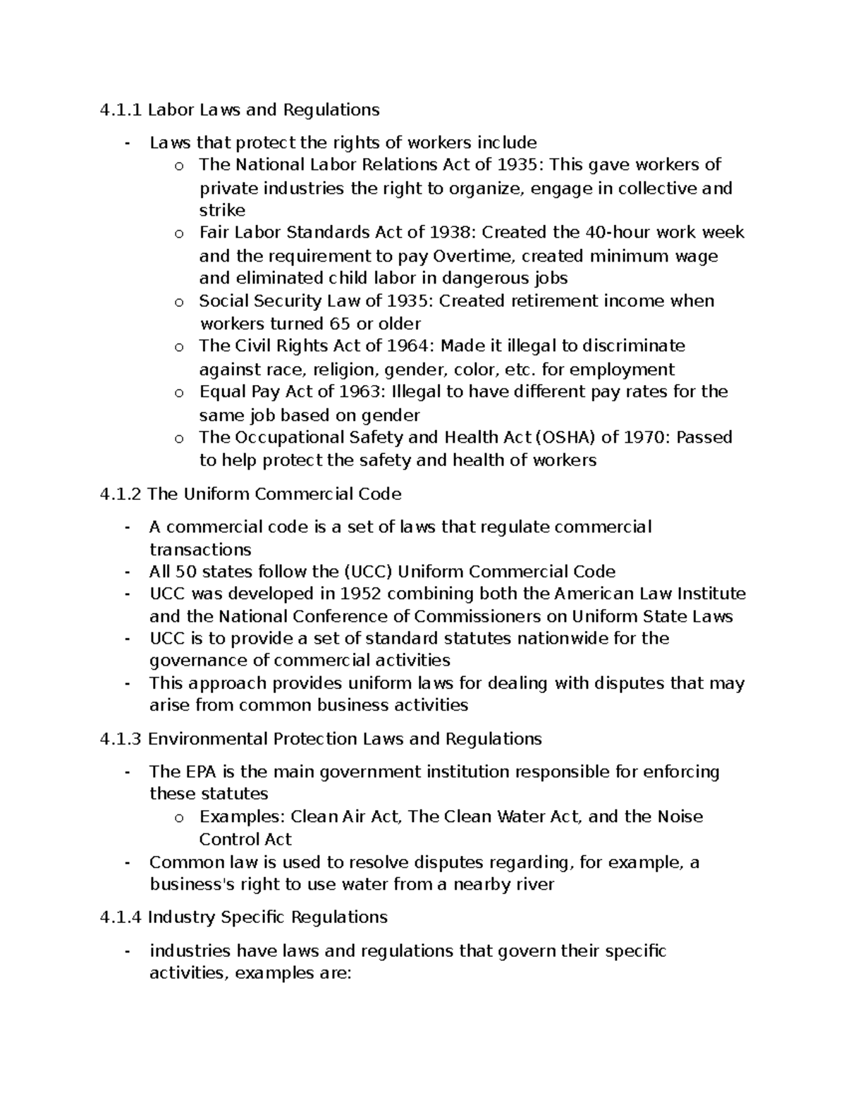 Labor Laws, Ethics, and Corporate Social Responsibility (BUS 101) - 4.1 ...