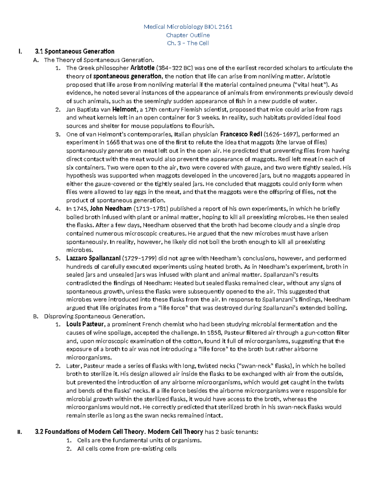 Medical Microbiology BIOL 2161 Chapter 3: The Cell Overview - Studocu