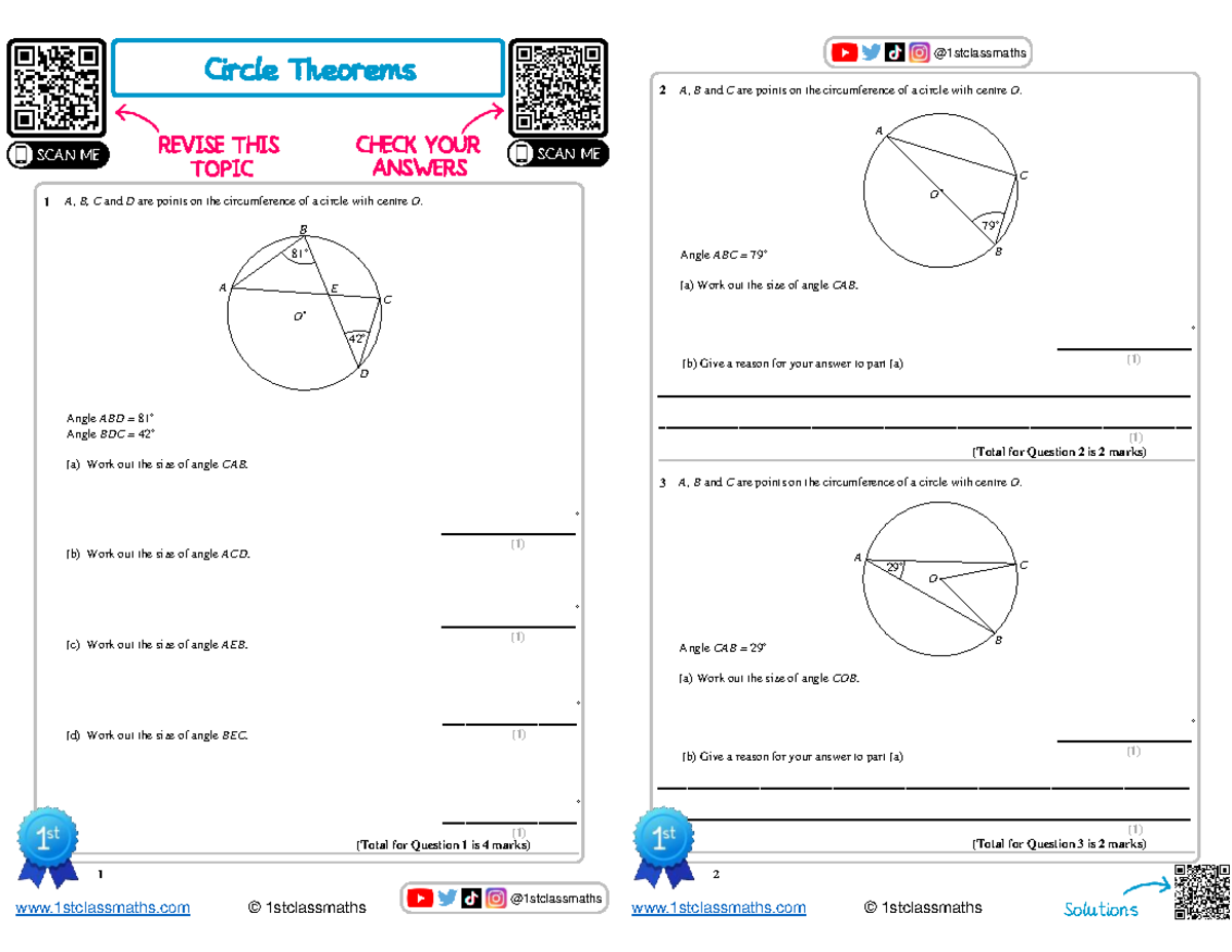 Year 11 Circle Theorems Revision Notes (6-11) - Studocu