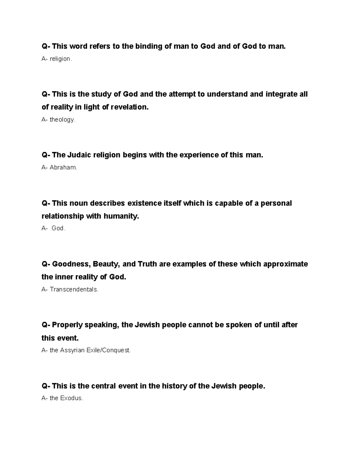 Jewish Theology & History: Key Concepts Quiz (REL 101) - Studocu