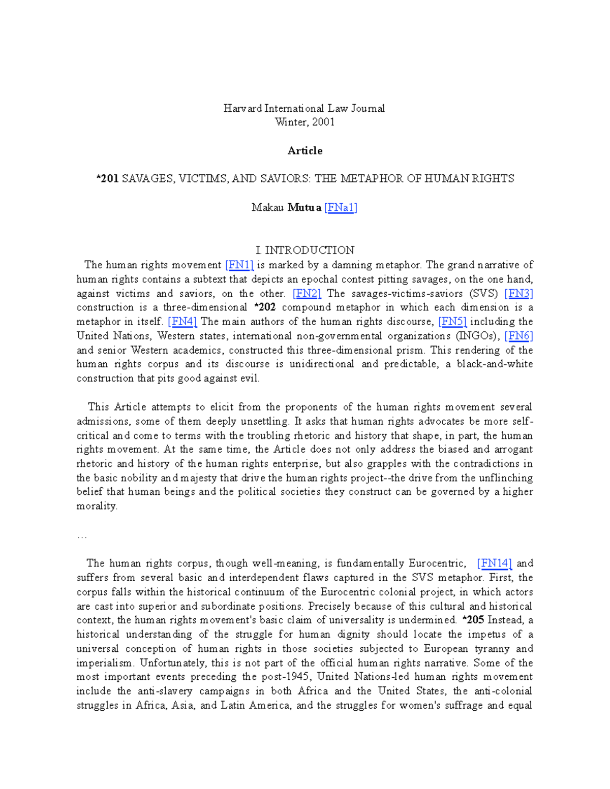 Human Rights Discourse: Eurocentrism and the SVS Metaphor in Society ...