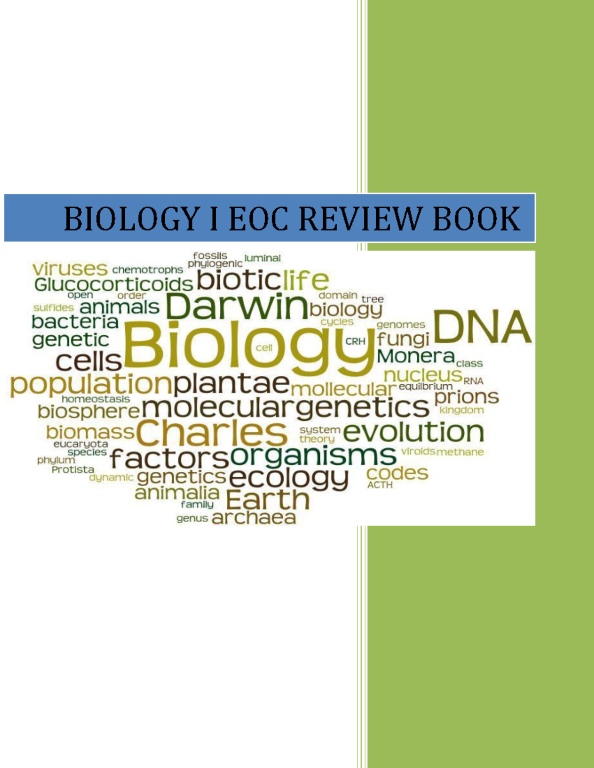 Biology I EOC Study Guide: Biochemistry, Cellular Energy, and Genetics ...