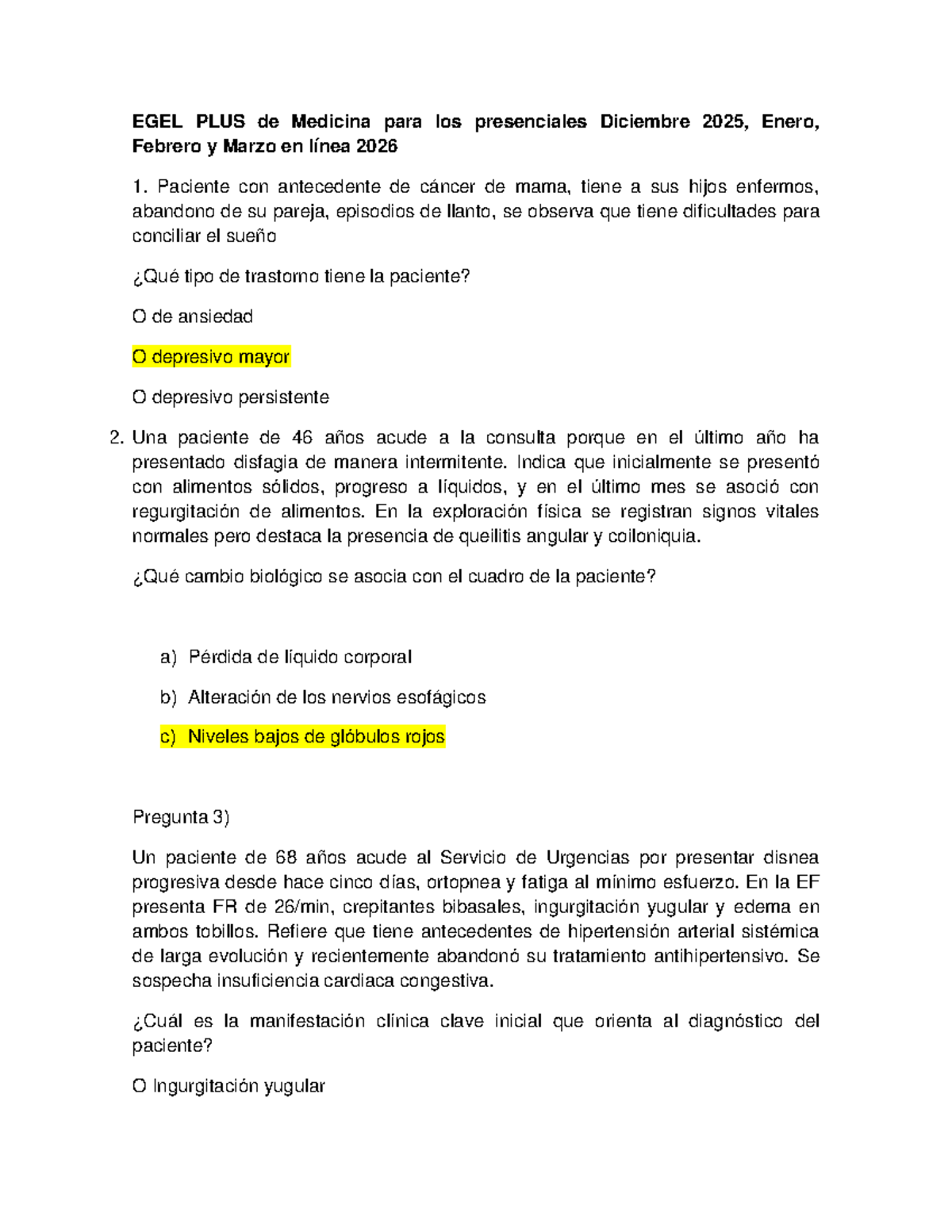 EGEL PLUS de Medicina: Casos Clínicos y Diagnósticos 2025-2026 - Studocu