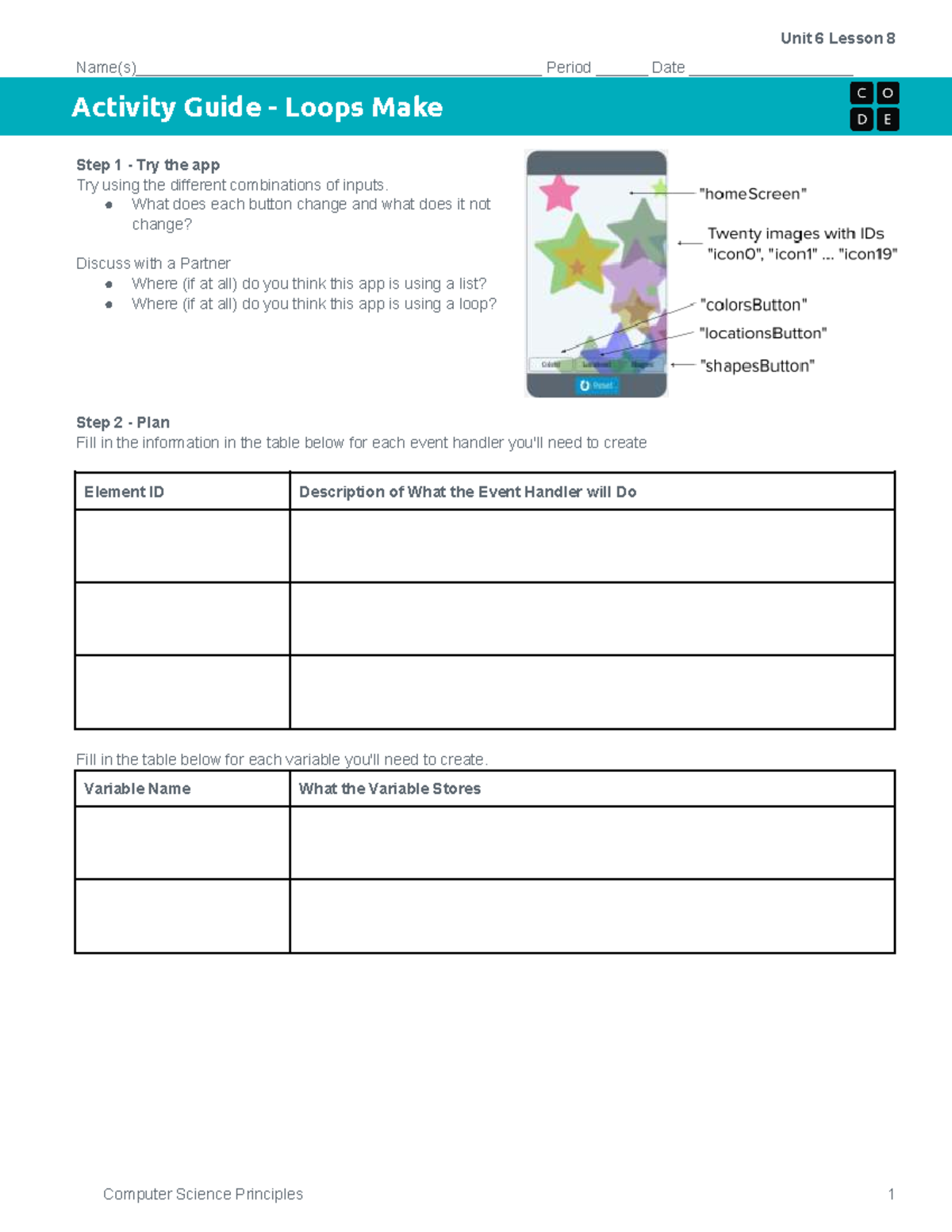 Activity Guide - Loops Make - CSP Unit 6 Lesson 8 - Studocu