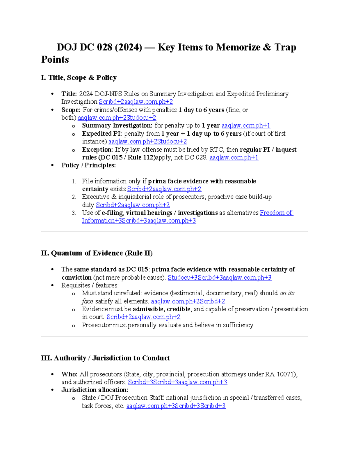 DOJ DC 028 (2024) Summary Investigation & Expedited PI Guidelines - Studocu