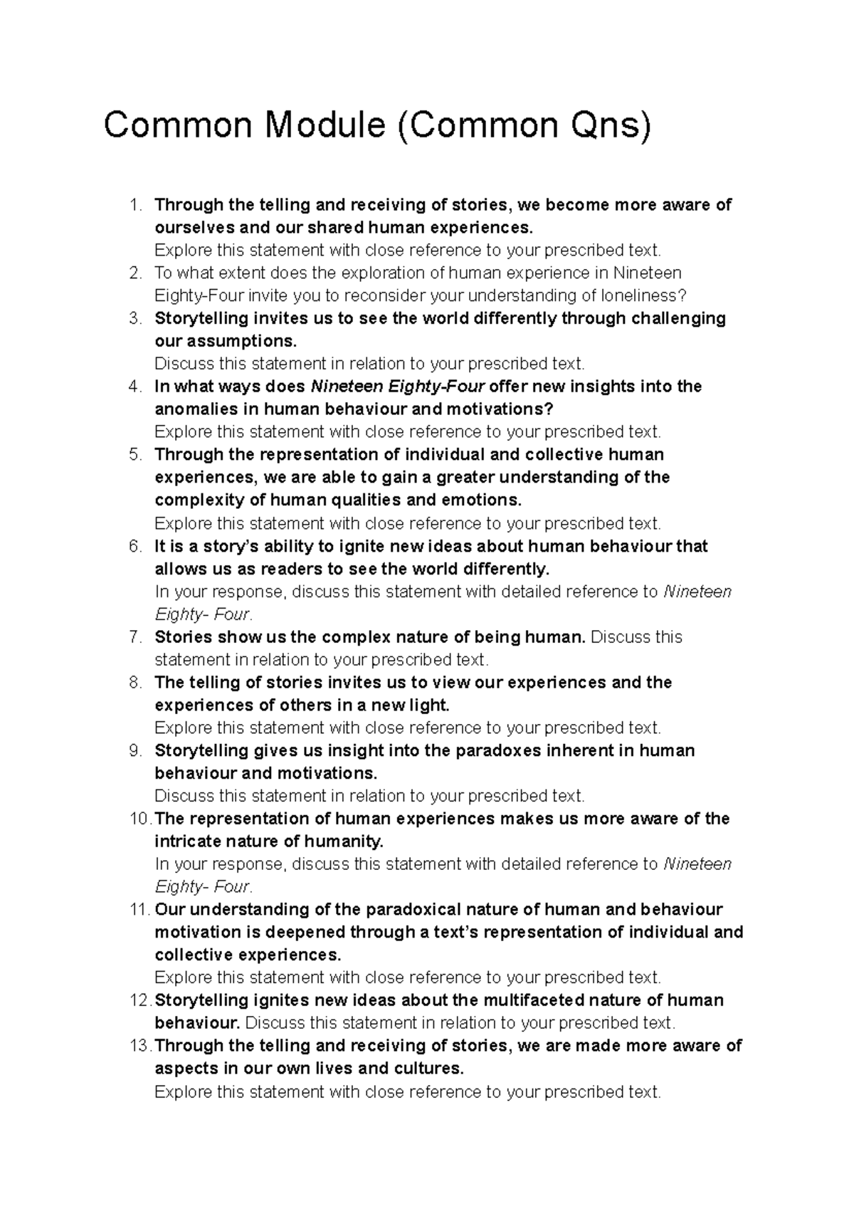 Common Mod Essay Questions - Common Module (Common Qns) 1. Through the ...