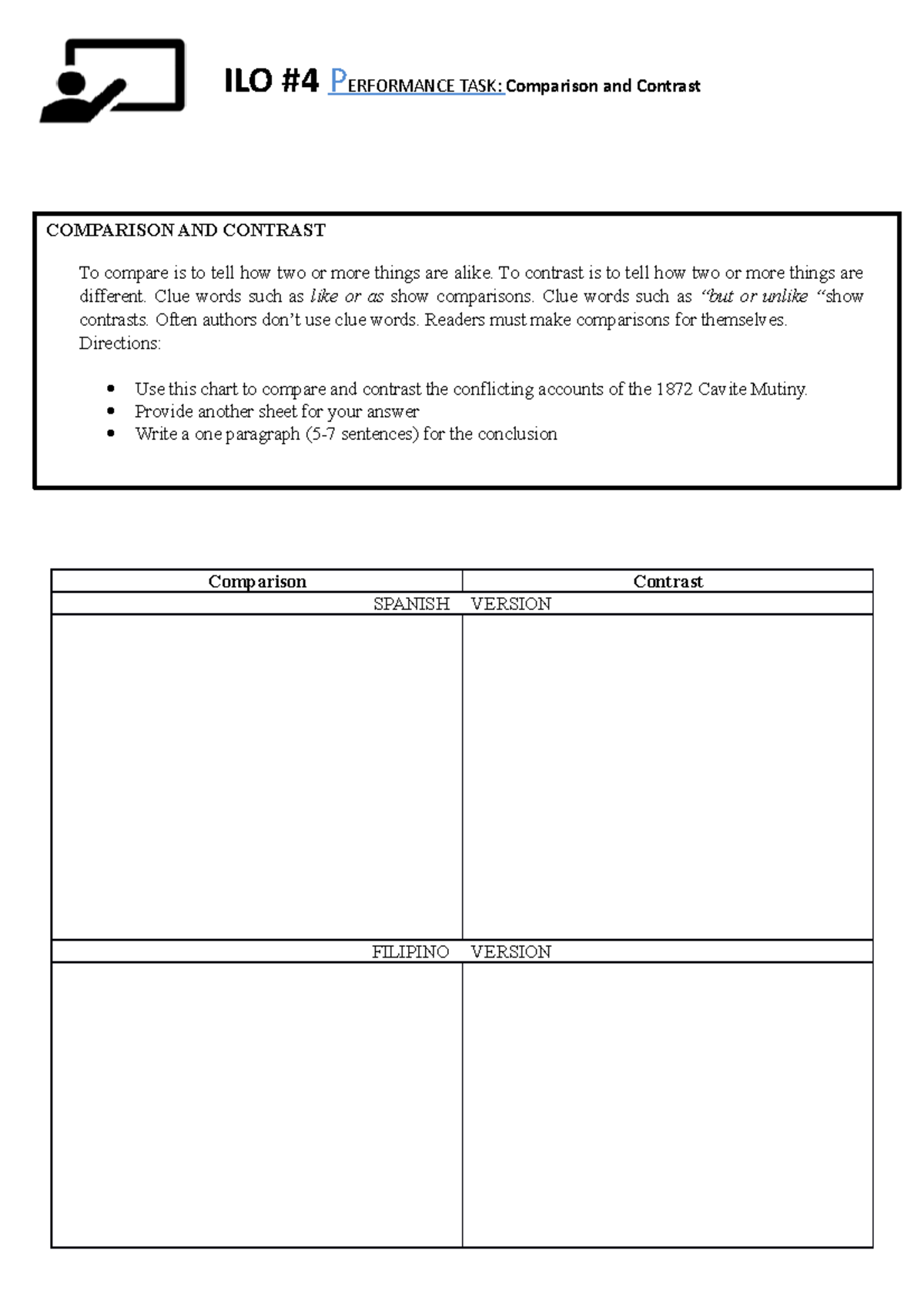 4th ILO Activity GEC 102 - ILO #4 PERFORMANCE TASK: Comparison and ...