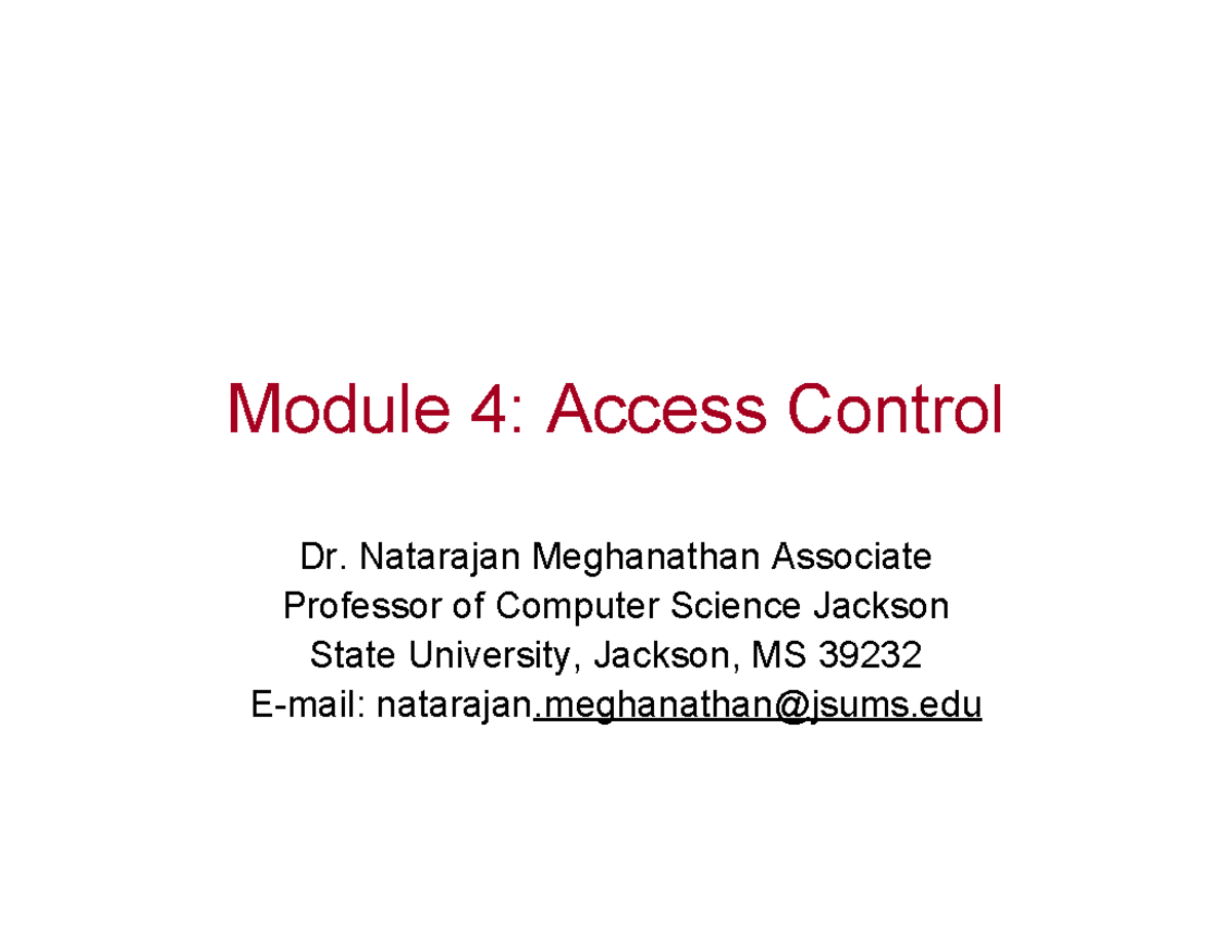 Module 4: Access Control Concepts - CS 101 Lecture Notes - Studocu