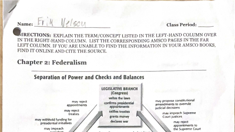 7 SEY: Chapter 2 - Federalism, Separation of Powers & Checks - Studocu