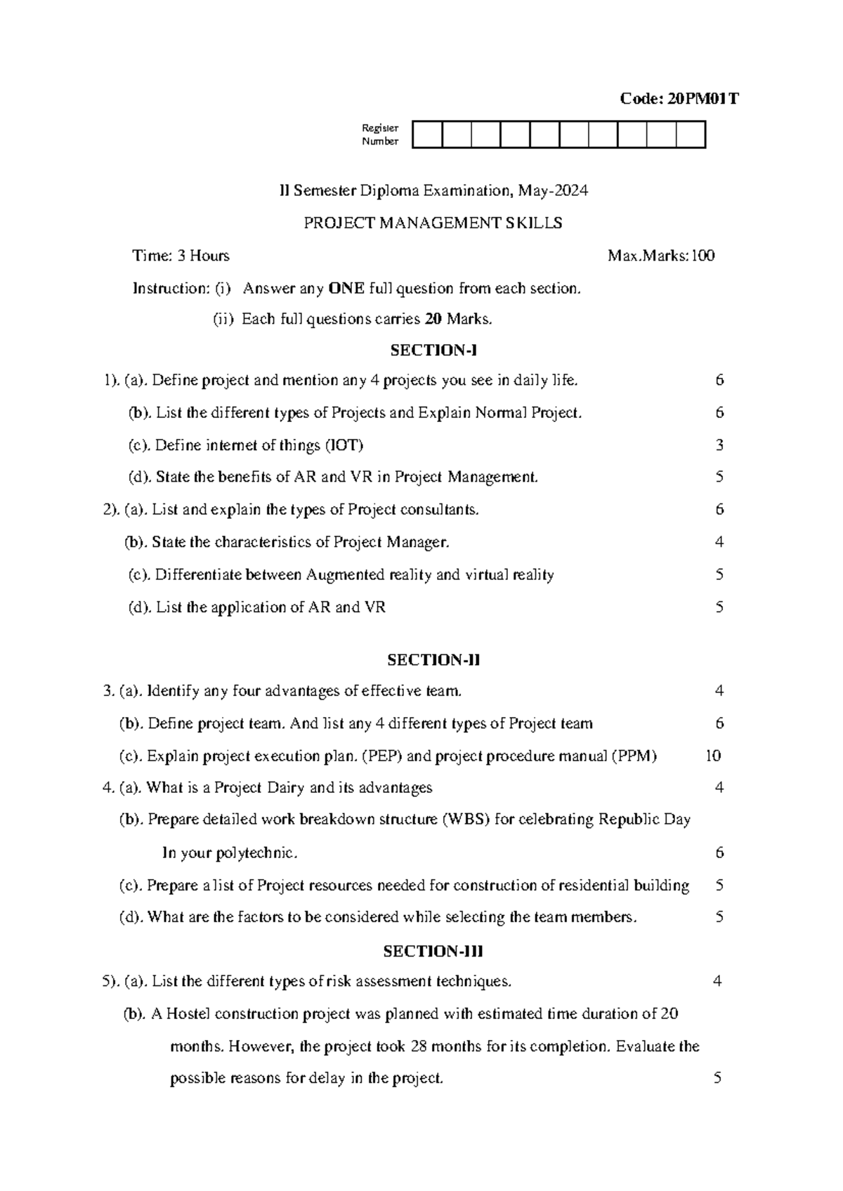 PMS - Project Management Skills II Sem Diploma Exam Notes - Studocu