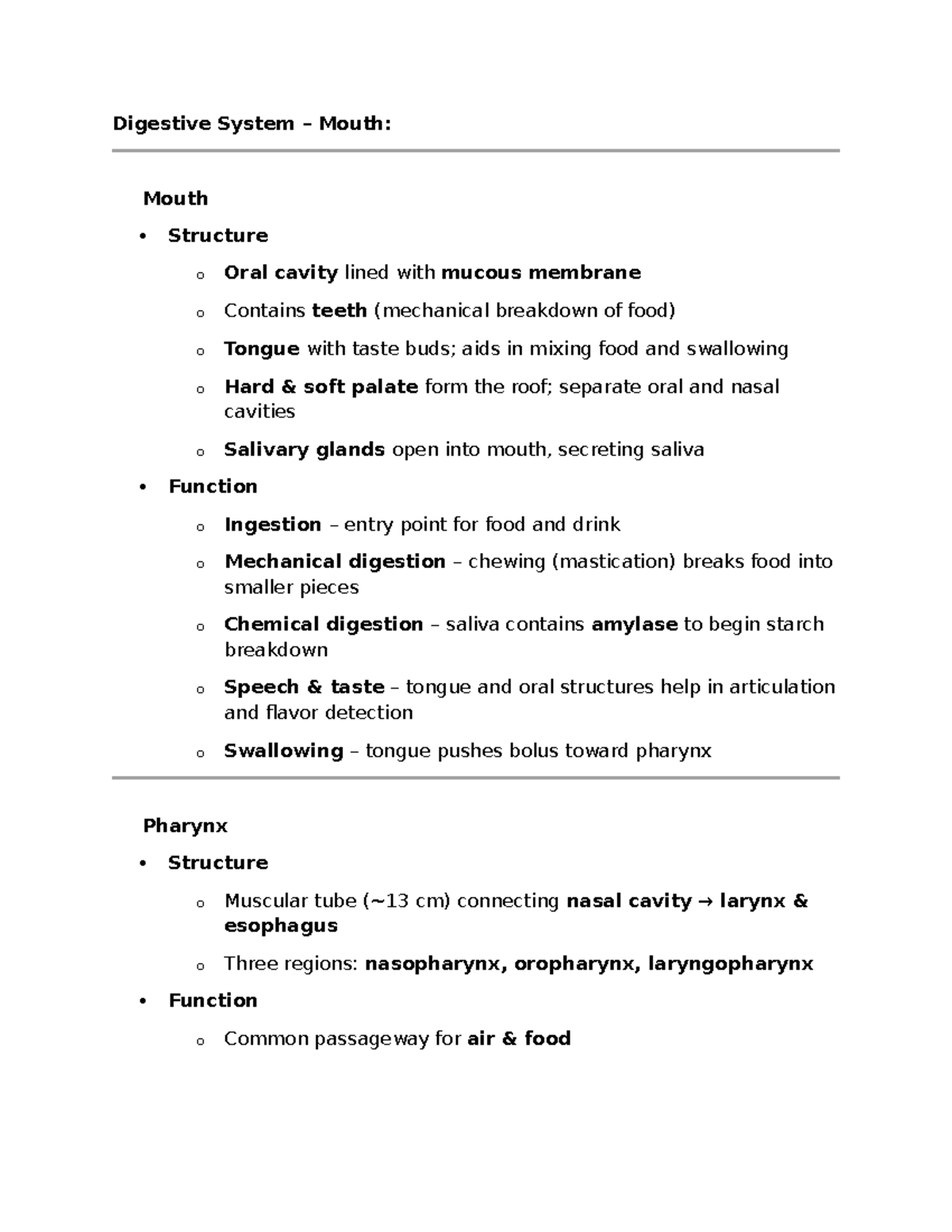 Chapter 10: The Digestive System Overview and Functions - Studocu