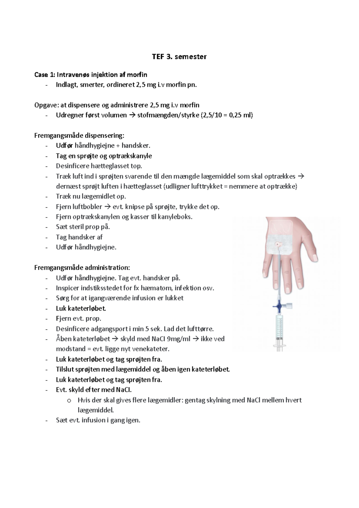 TEF 3. Semester Case Study: Intravenøs og Intramuskulær Injektion - Studocu