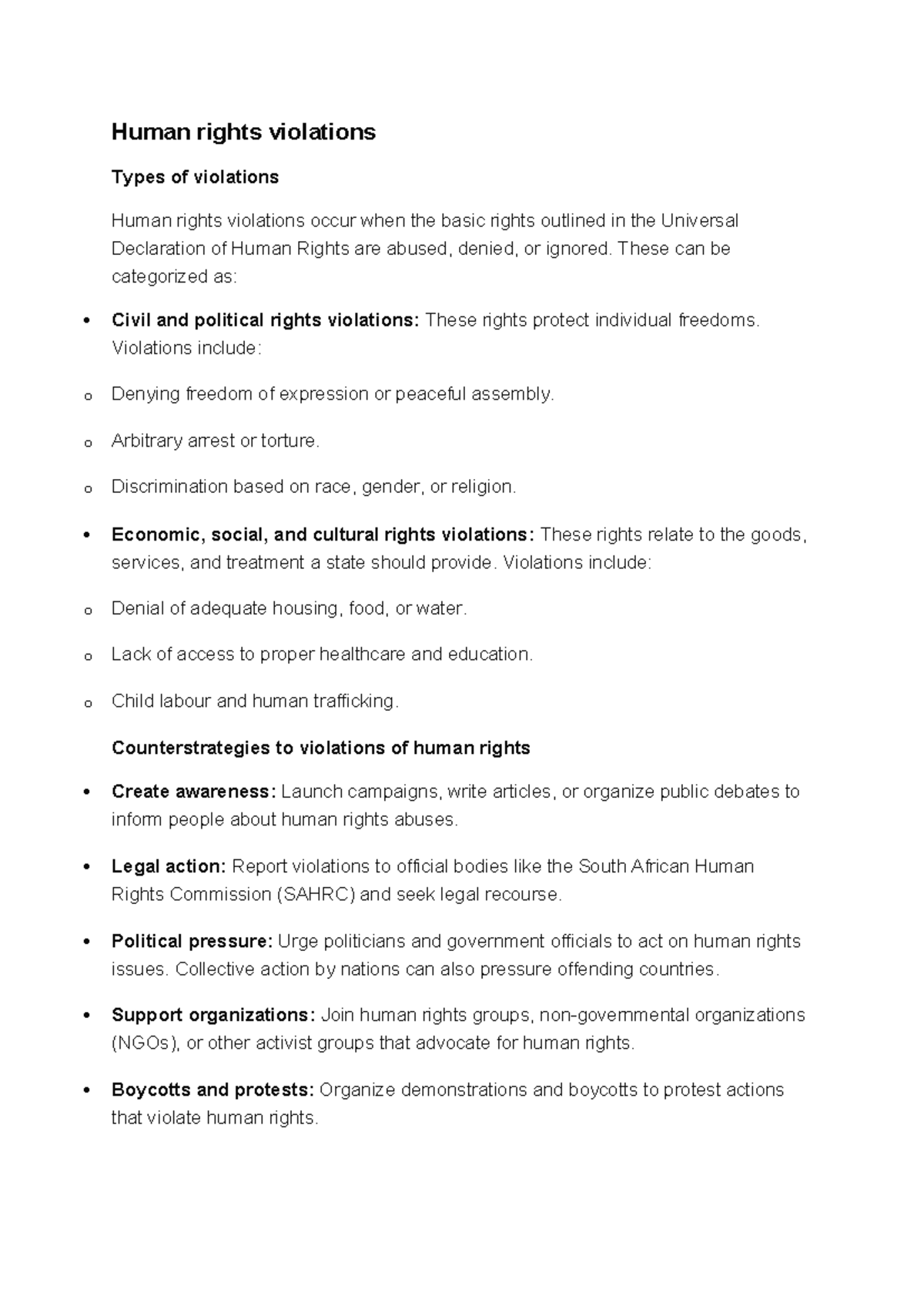 LO Grade 8 Term 4 Notes: Human Rights, Gender Equity, and Outdoor ...