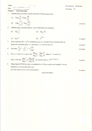 20-21 S4 Math Exam2 Paper 1 Questions - Mathematics - Studocu