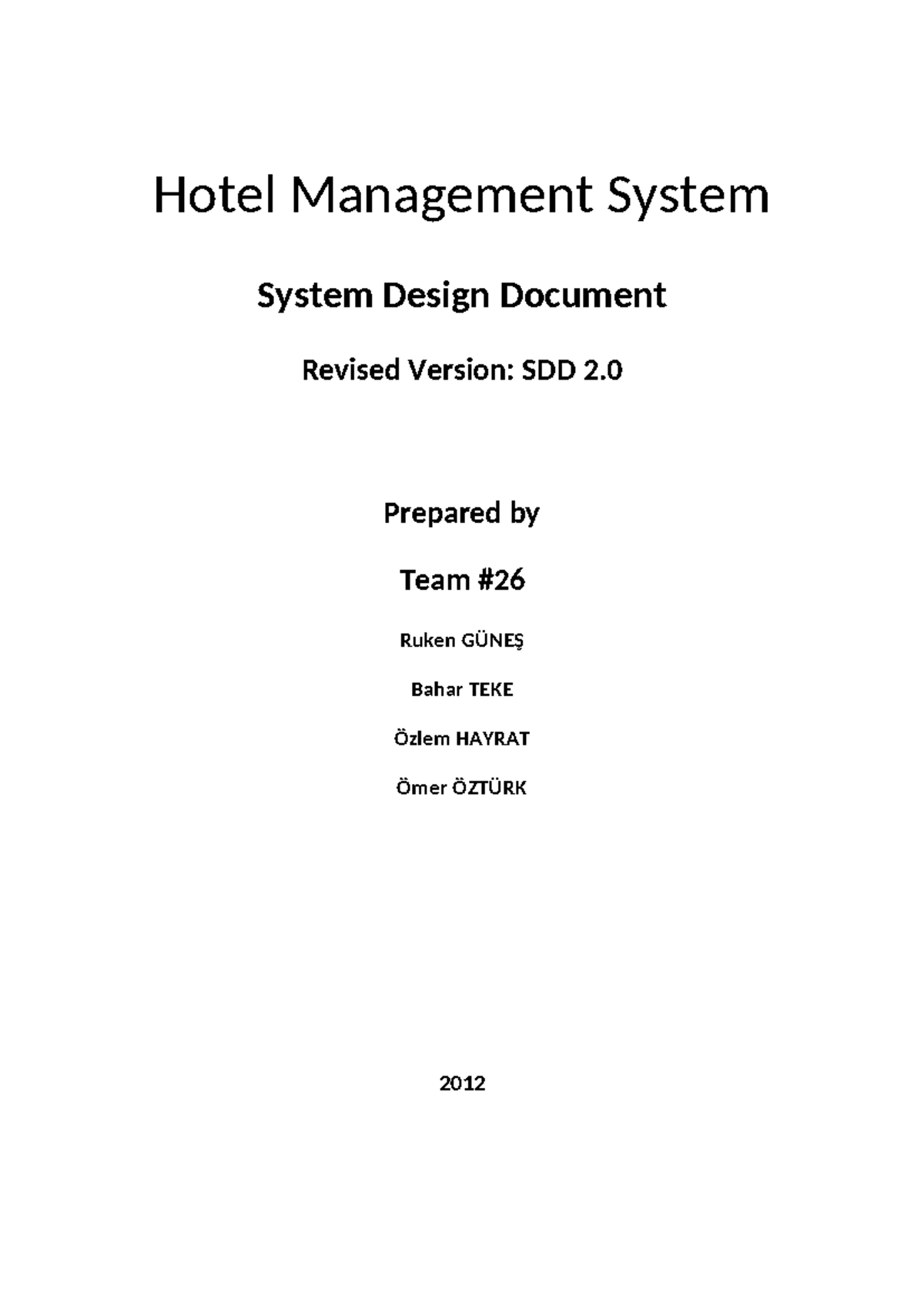 COMPE 492: Hotel Management System Software Design Document - Studocu