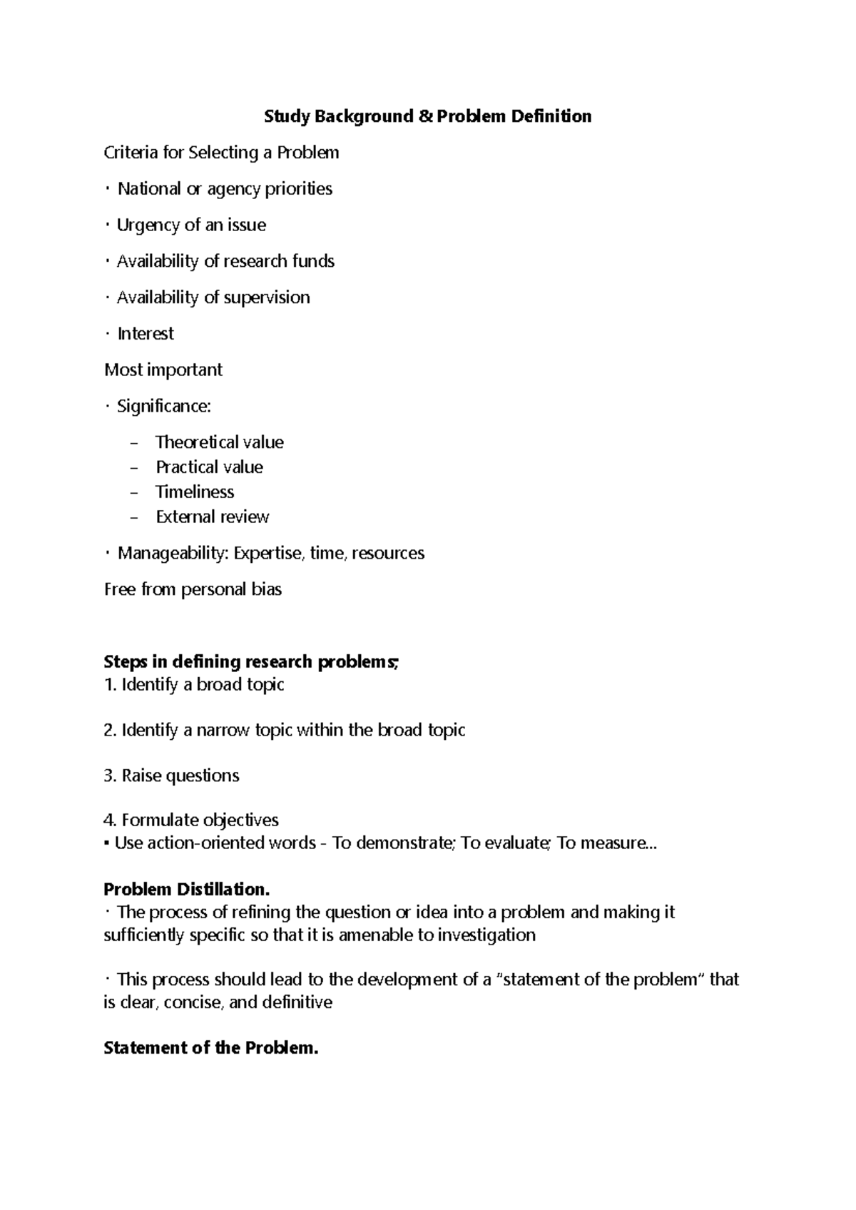Lecture 4: Study Background & Problem Definition Insights - Studocu