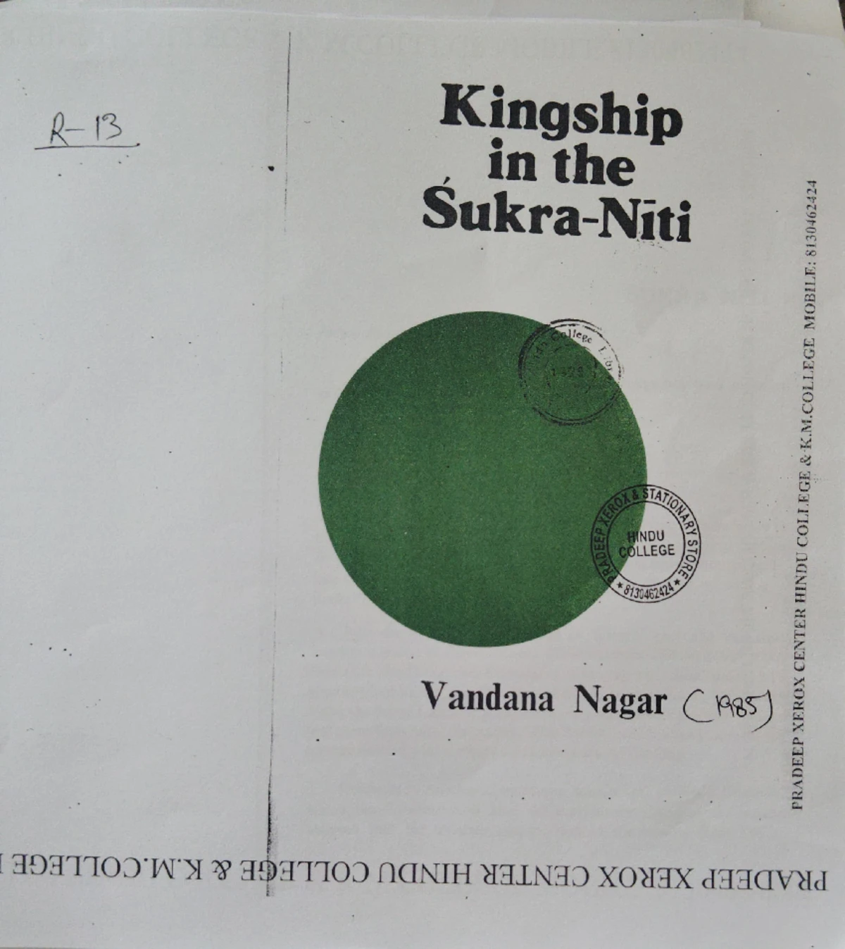 Kingship in the shukra- niti - _R- 13. K!ngship , 1n the Sukra-Niti ...