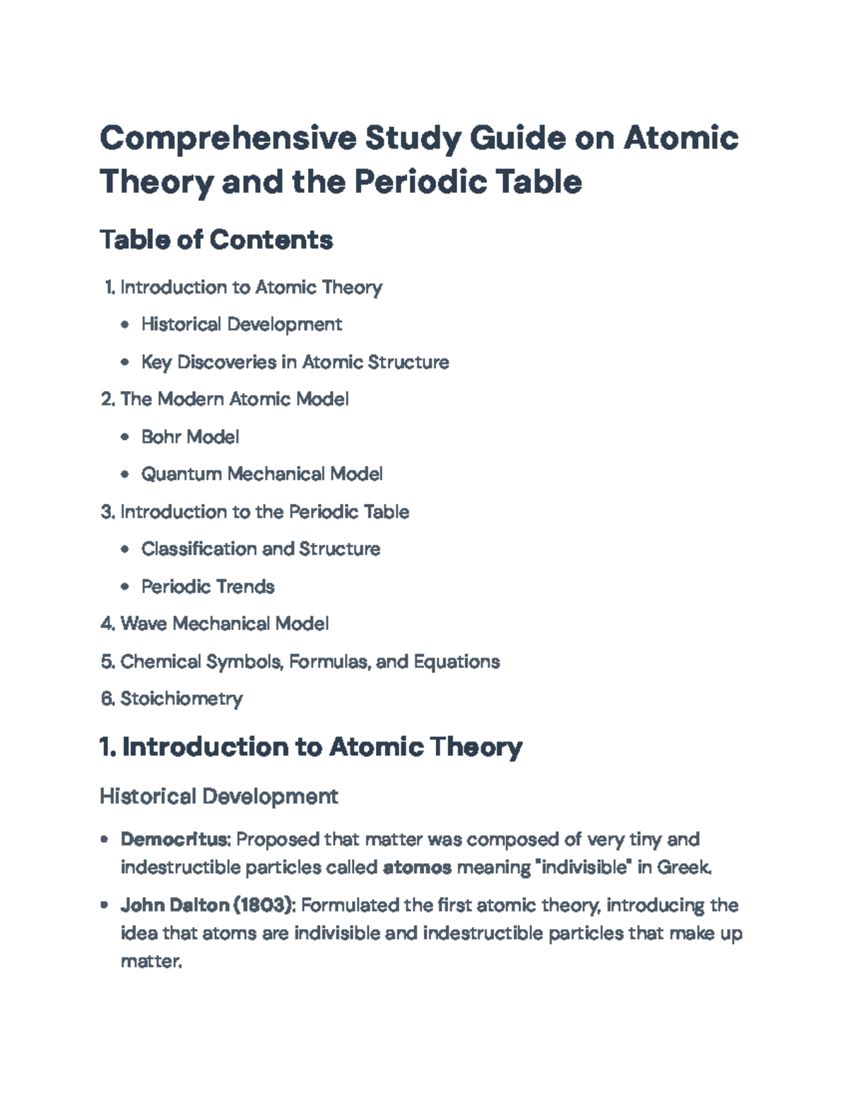Comprehensive Study Guide for CHM 111: Atomic Theory & Periodic Table ...