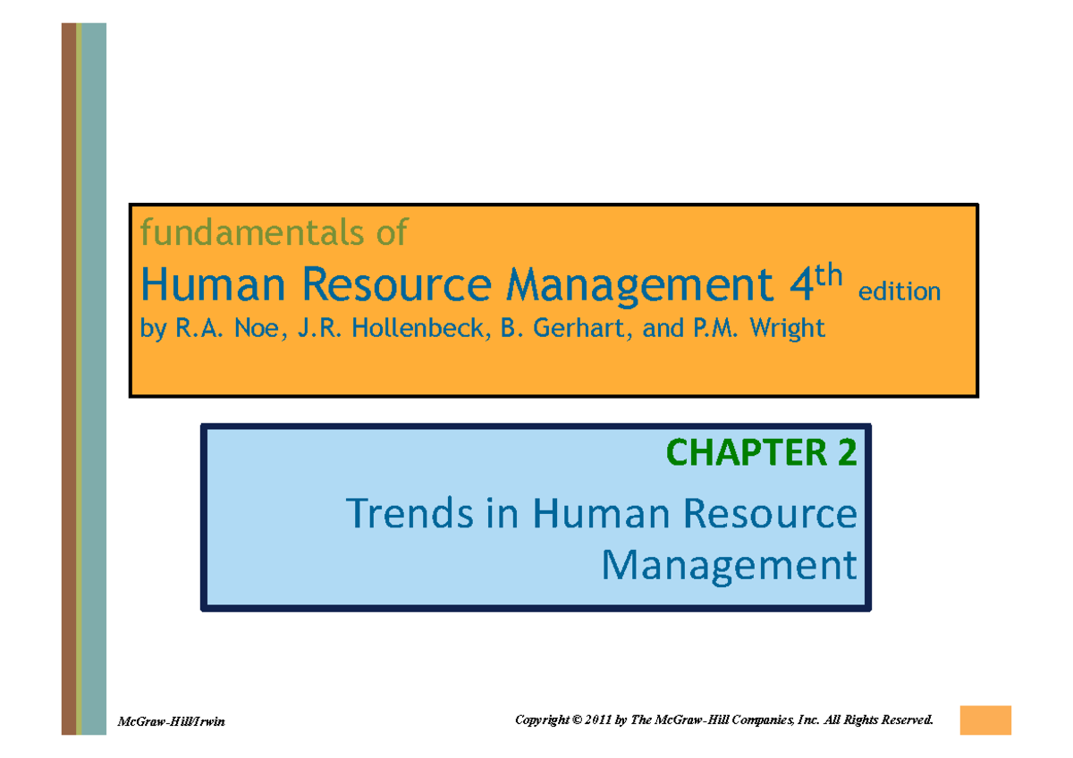 HRM 101: Chapter 2 - Trends in Human Resource Management - Studocu