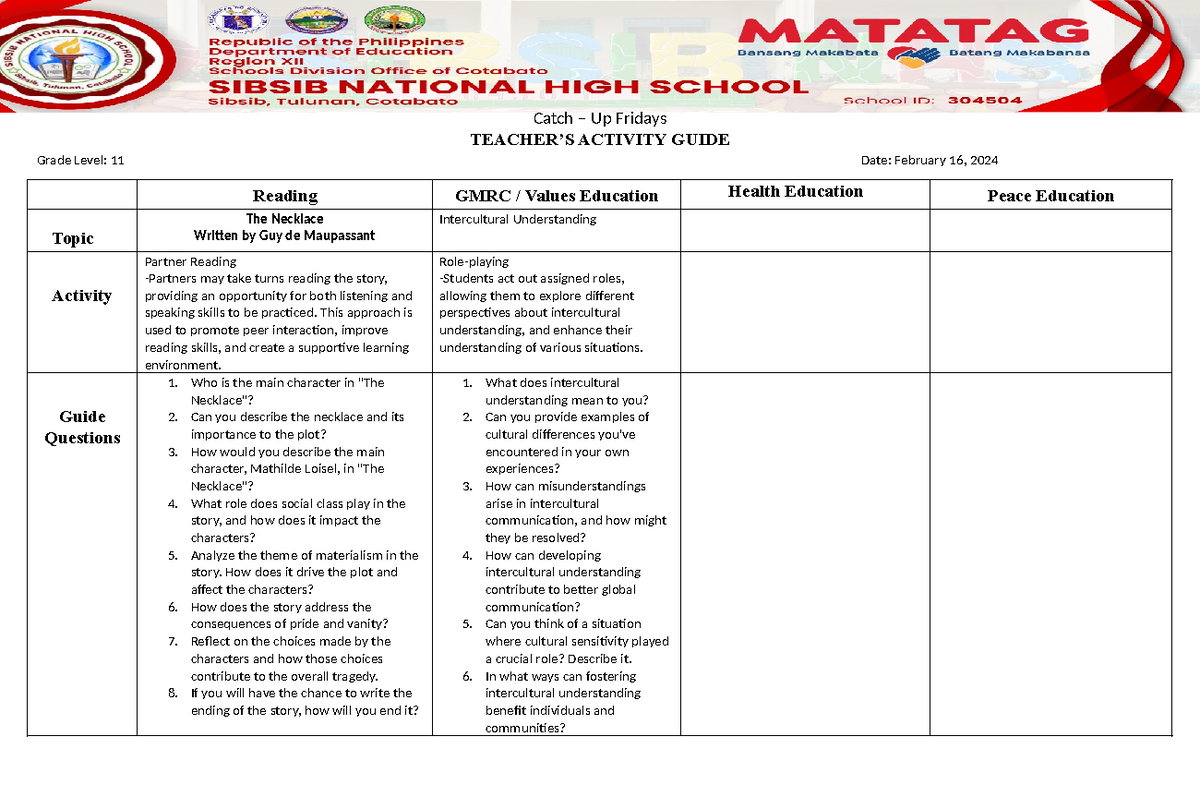 Catch-up-activity monleon - Catch – Up Fridays TEACHER’S ACTIVITY GUIDE ...