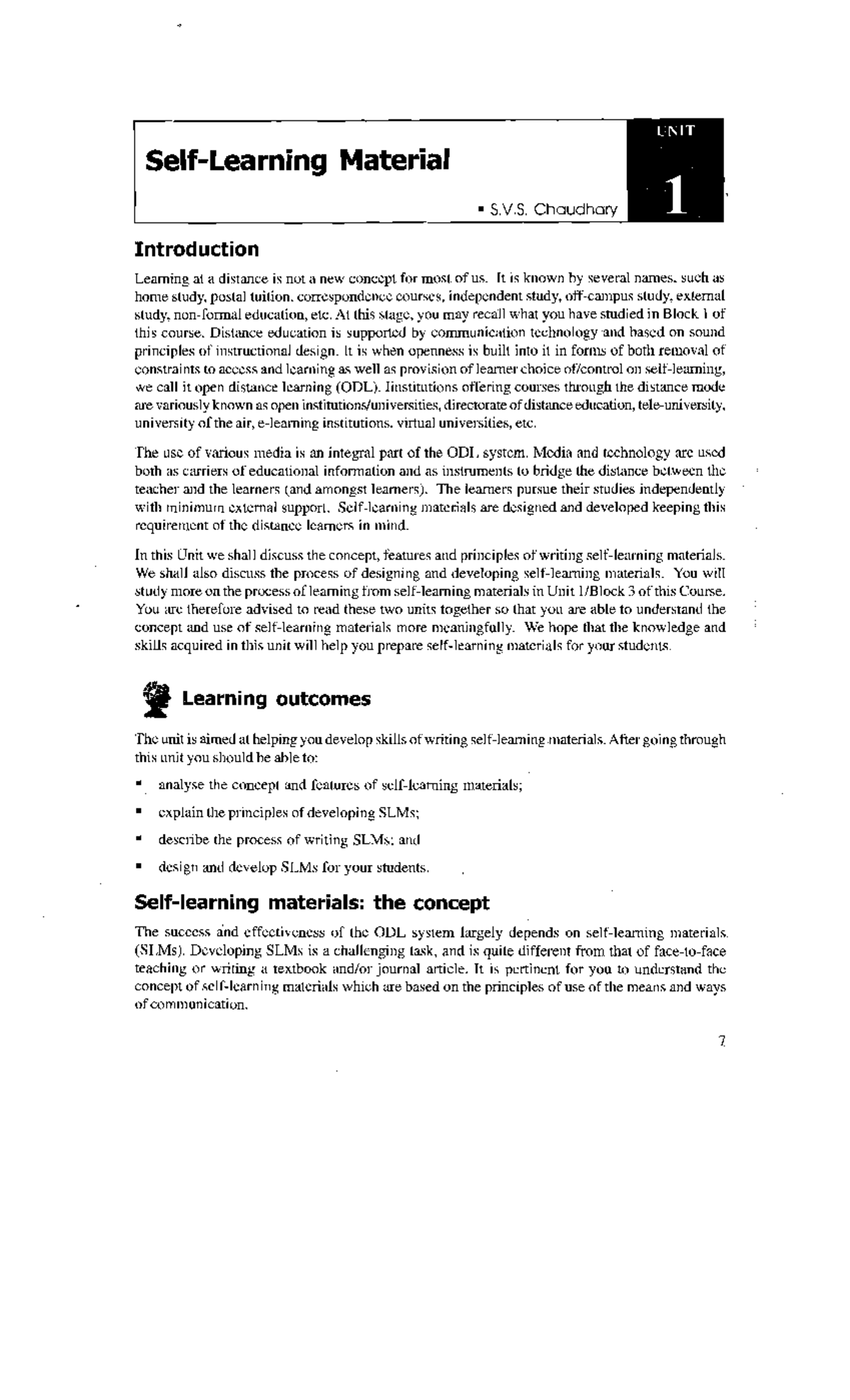 Unit 1: Principles of Developing Self-Learning Materials (22-23) - Studocu