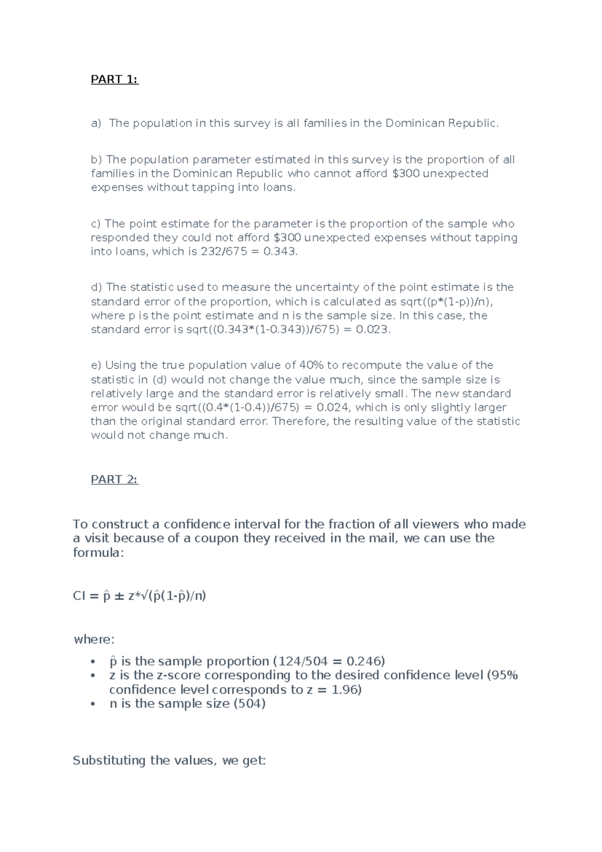 WA 1 - ASSIGNMENT 1: Survey on Family Financial Stability in the DR ...