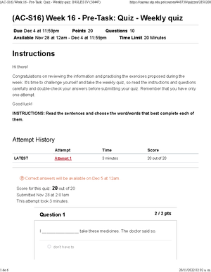 🔴 (AC-S06) Week 06 - Quiz: Vocabulary Exercises & Alternatives - Studocu