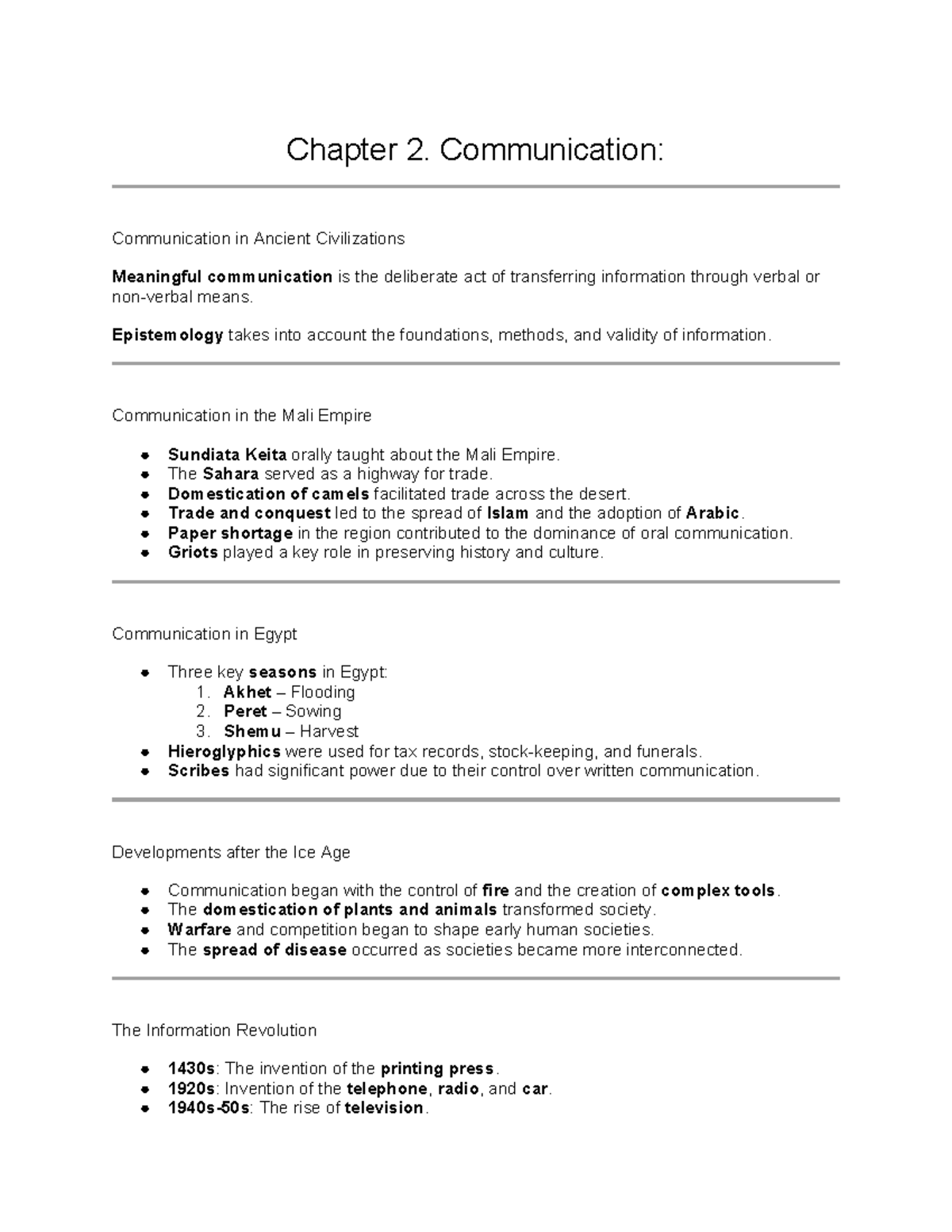 World History CH 2: Communication in Ancient Civilizations - Studeersnel
