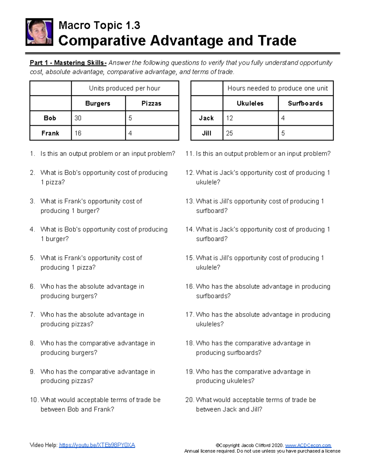Macro Topic 1.3.2 - Comparative Advantage & Trade Practice Questions ...