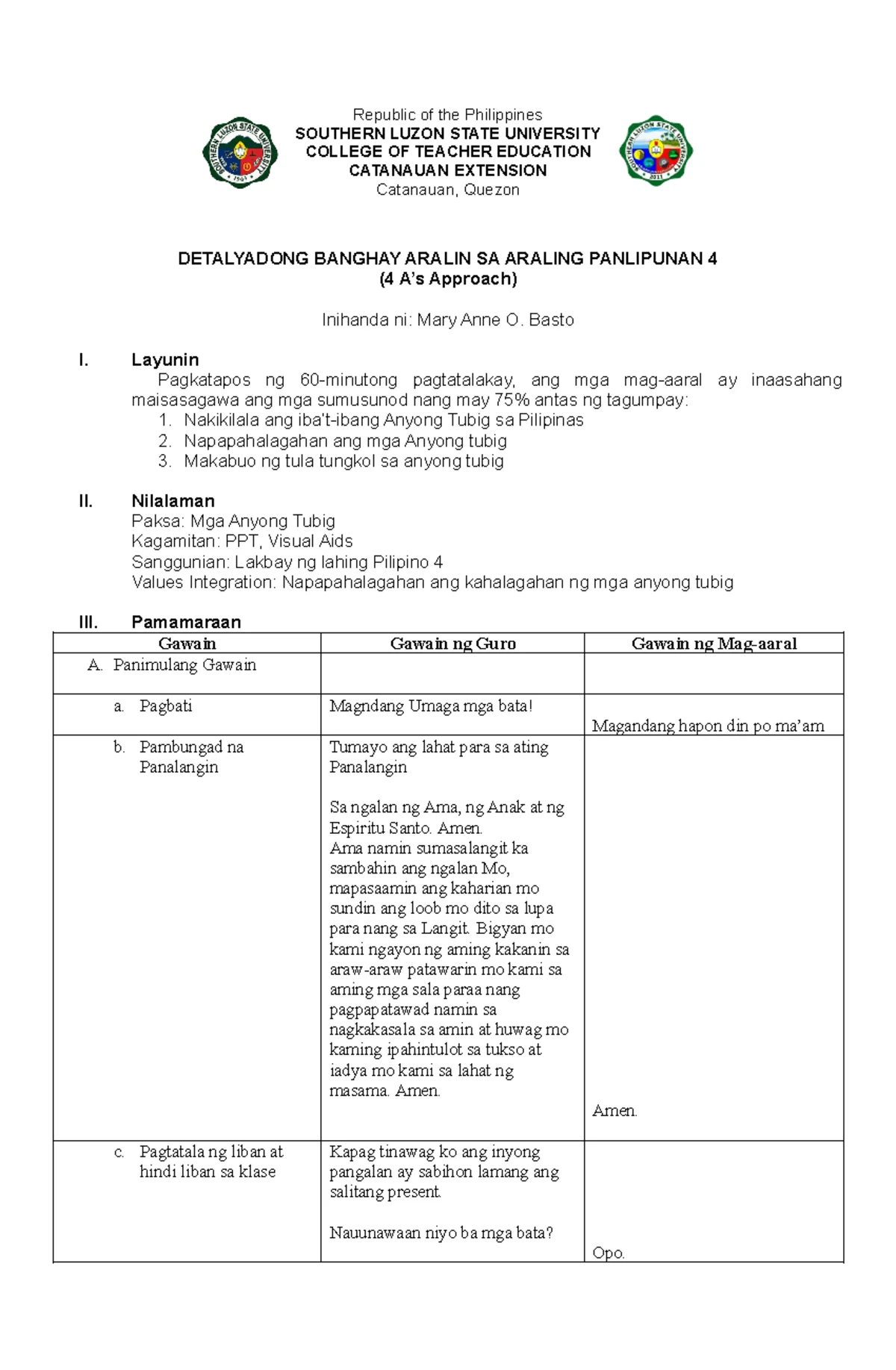 Filipino 2 - Detailed Lesson Plan on Diptonggo for Grade 2 - Studocu