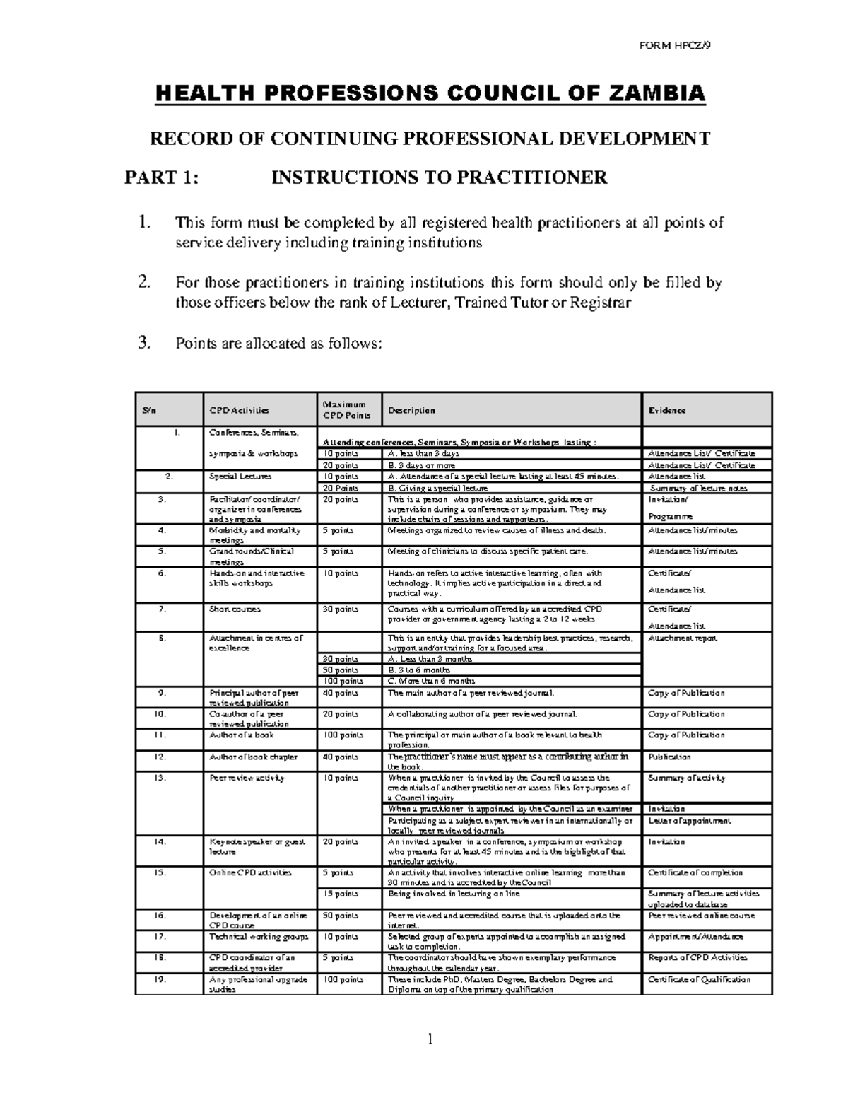 CPD Registration Form for Health Professionals - HPCZ Guidelines - Studocu