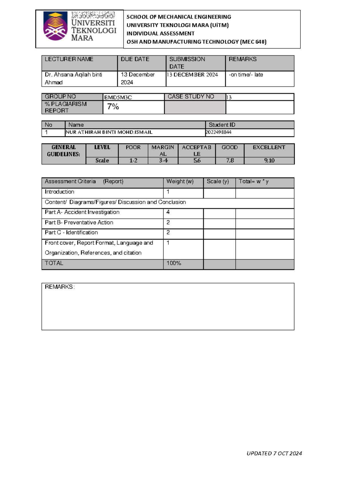 Case Study on Diver Drowning Incident - MEC 640 Individual Assessment ...