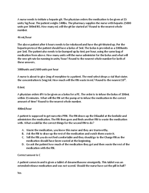 Test Bank RN 231 - Test Bank - Detailed Answer Key RN 231 Quiz I 1. A ...