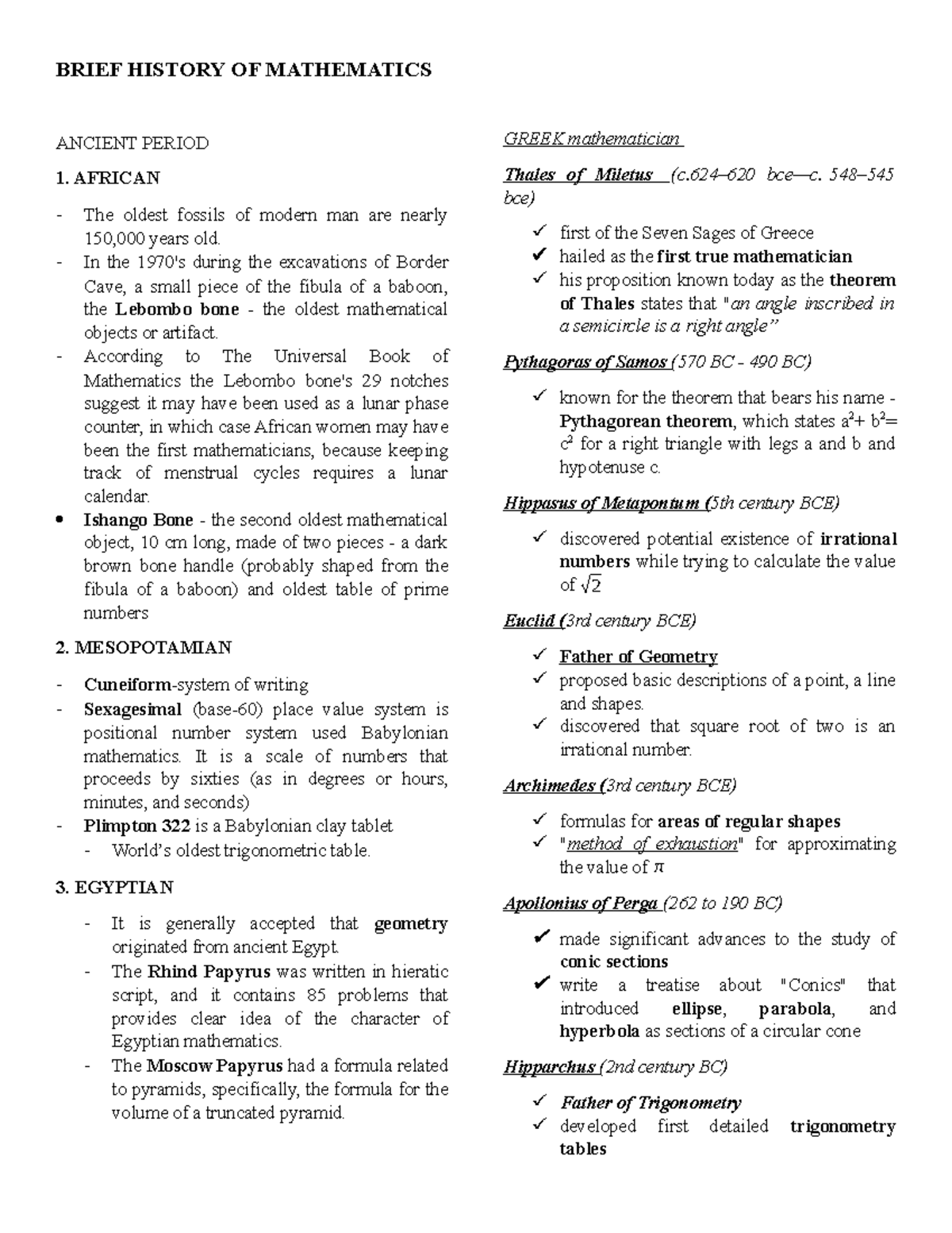 A Comprehensive Overview of Mathematics History and Its Evolution - Studocu