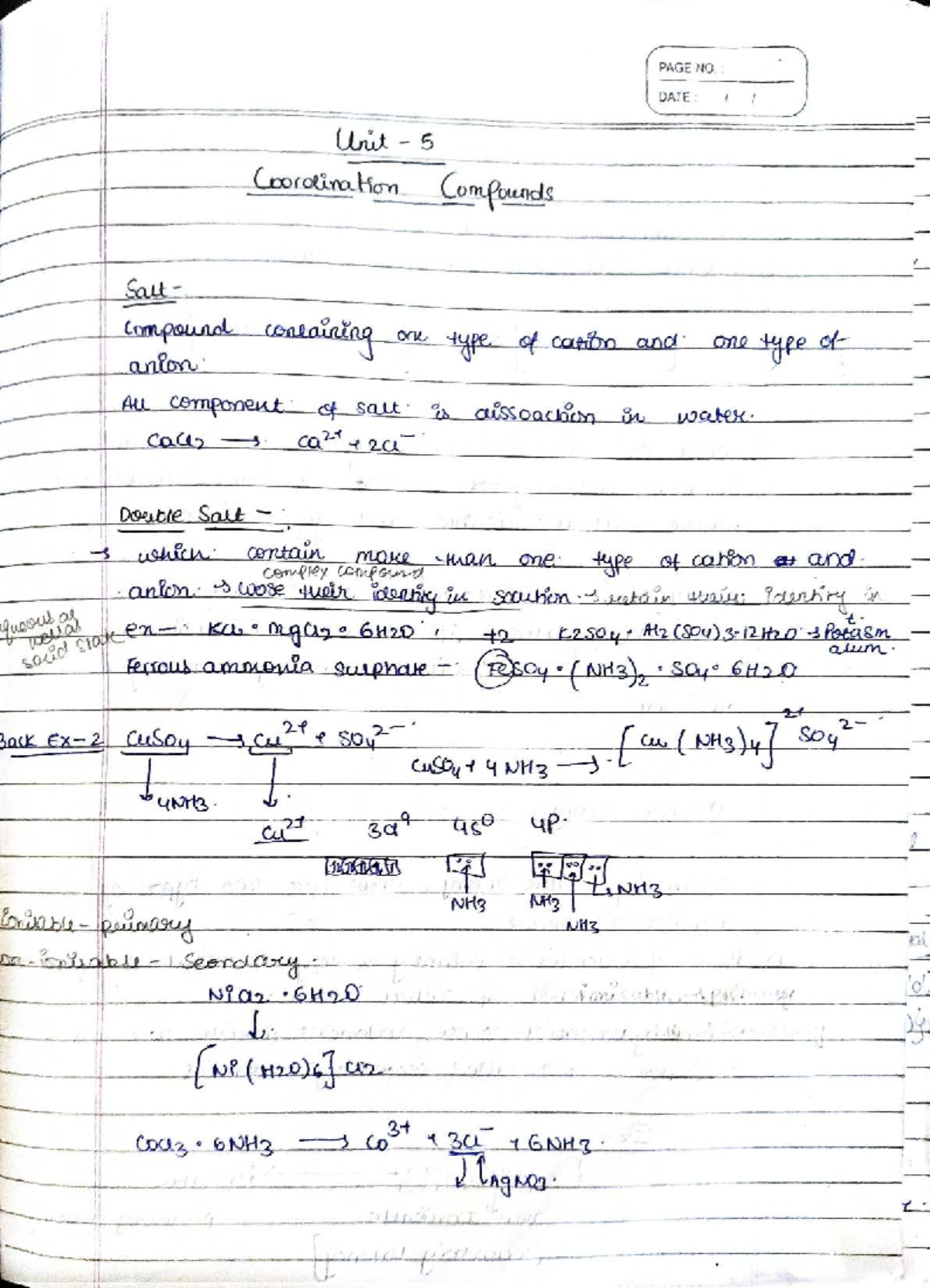 Coordination Compounds: Unit 5 Study Notes for CHEM 101 - Studocu
