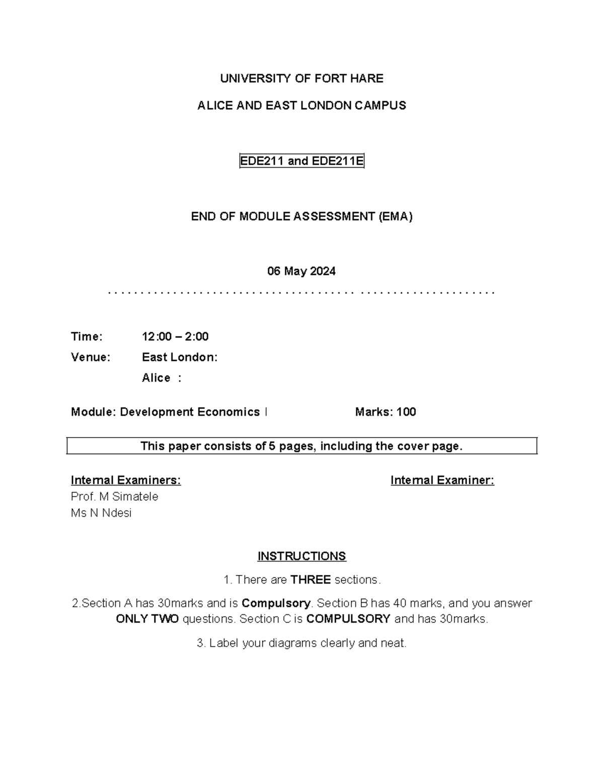 EDE211E End of Module Assessment (EMA) - May 2024 Guide - Studocu