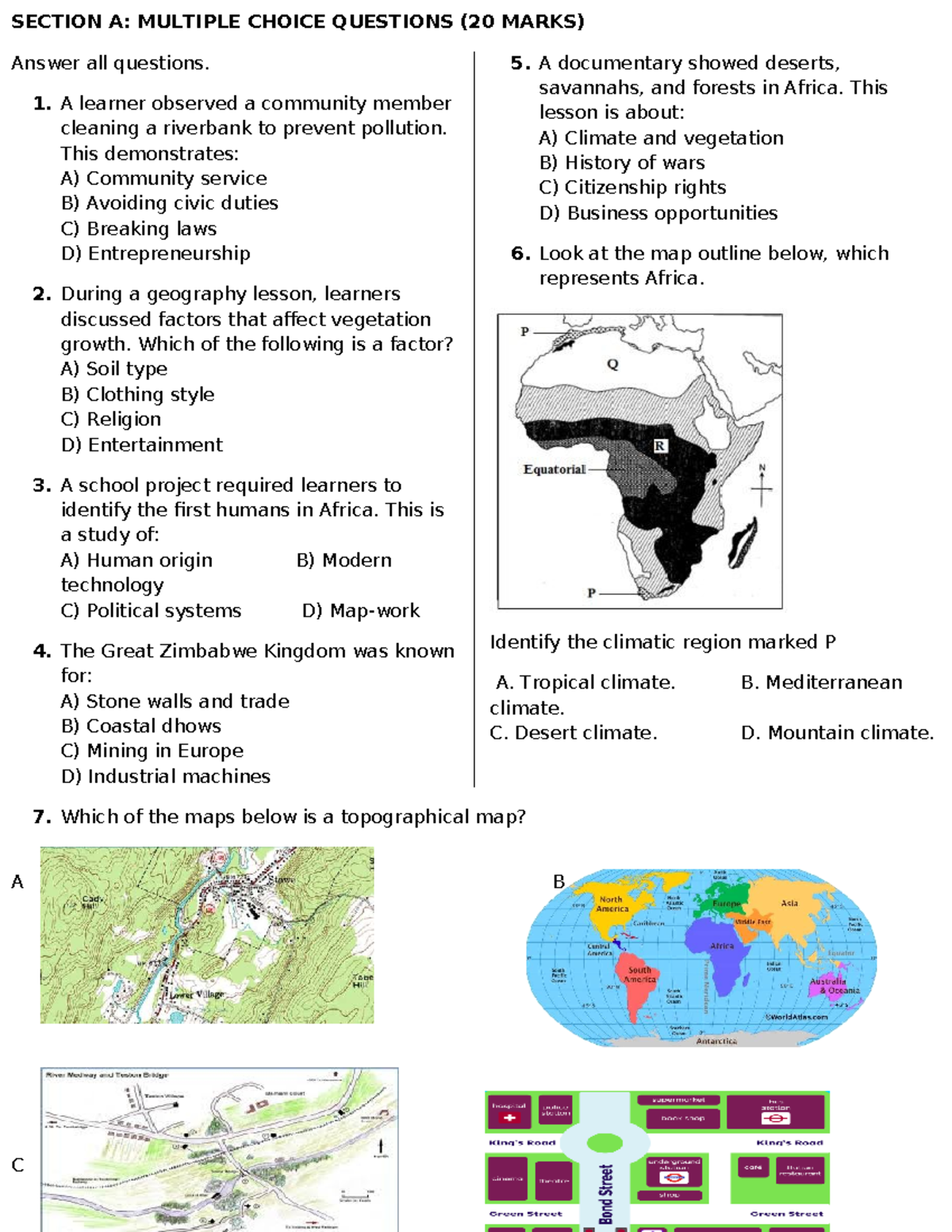 G8: Multiple Choice Questions on Geography and Human Evolution - Studocu