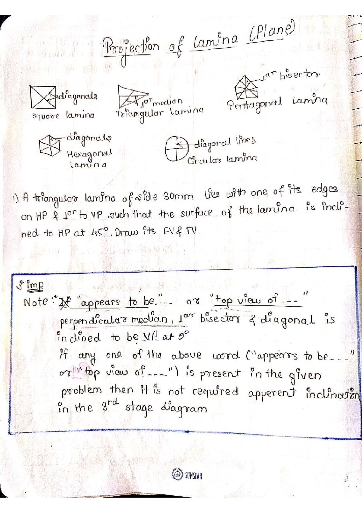 Projection of Lamina Problems (ENG 101) - Studocu