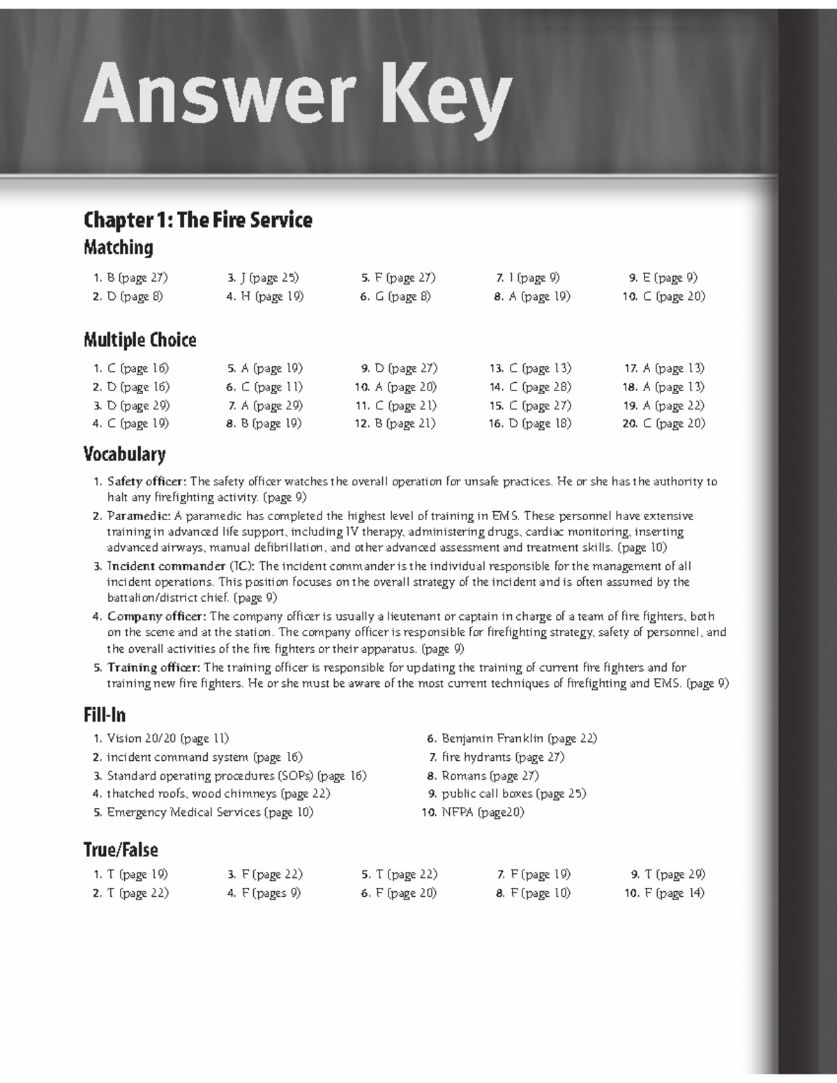 Answer Key for Chapter 1: The Fire Service (JB Ch 1 10) - Studocu