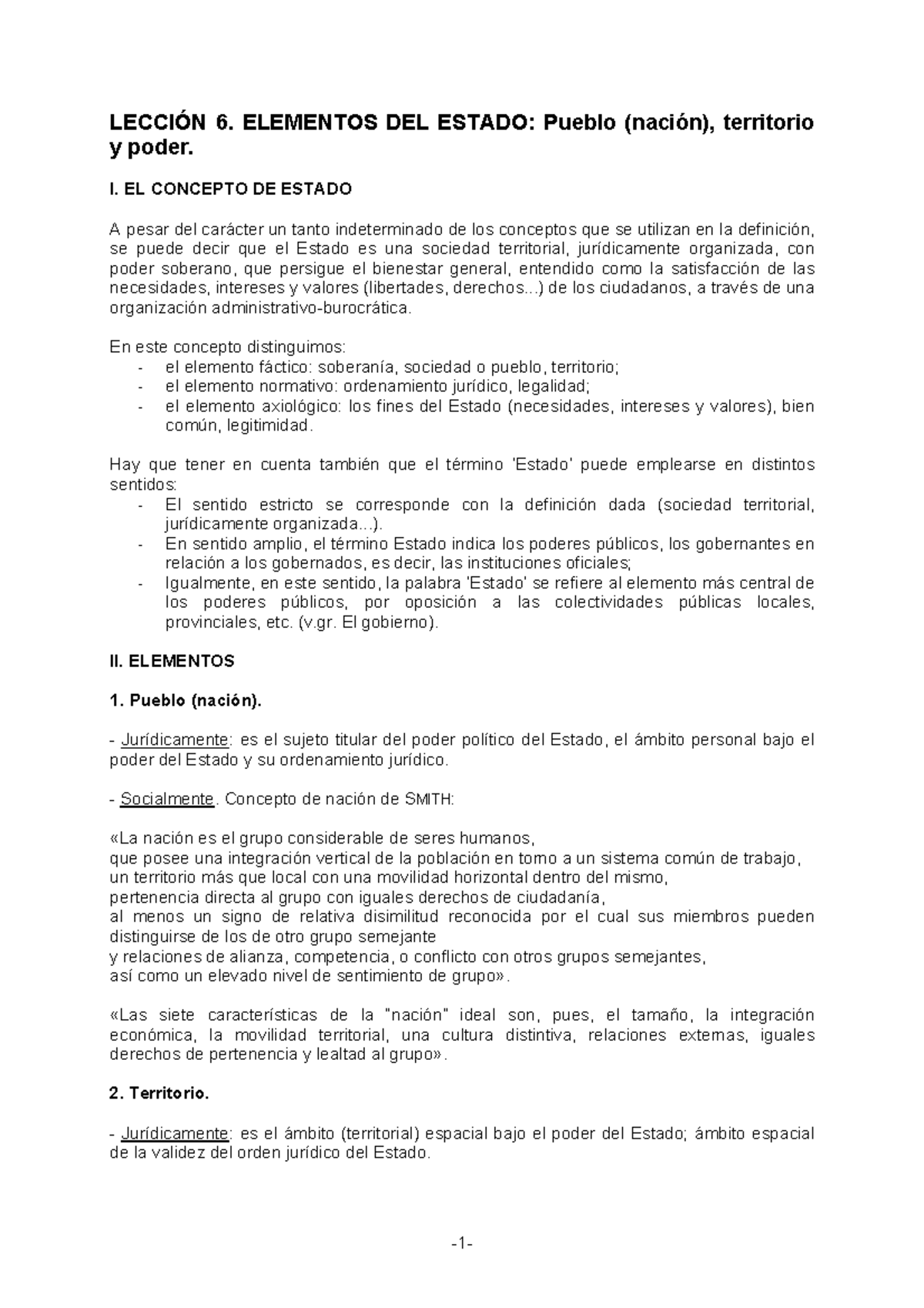 LECCIÓN 6: ELEMENTOS DEL ESTADO - Pueblo, Territorio y Poder - Studocu