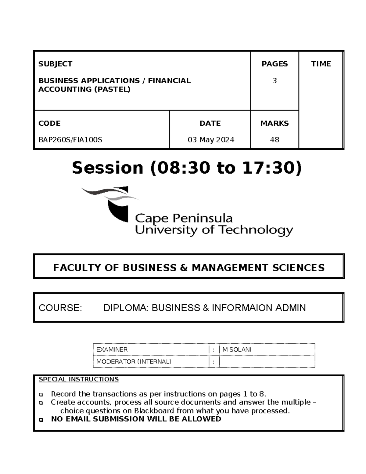 BIA Assignment - BAP260S/FIA100S - Due: May 3, 2024 - Studocu